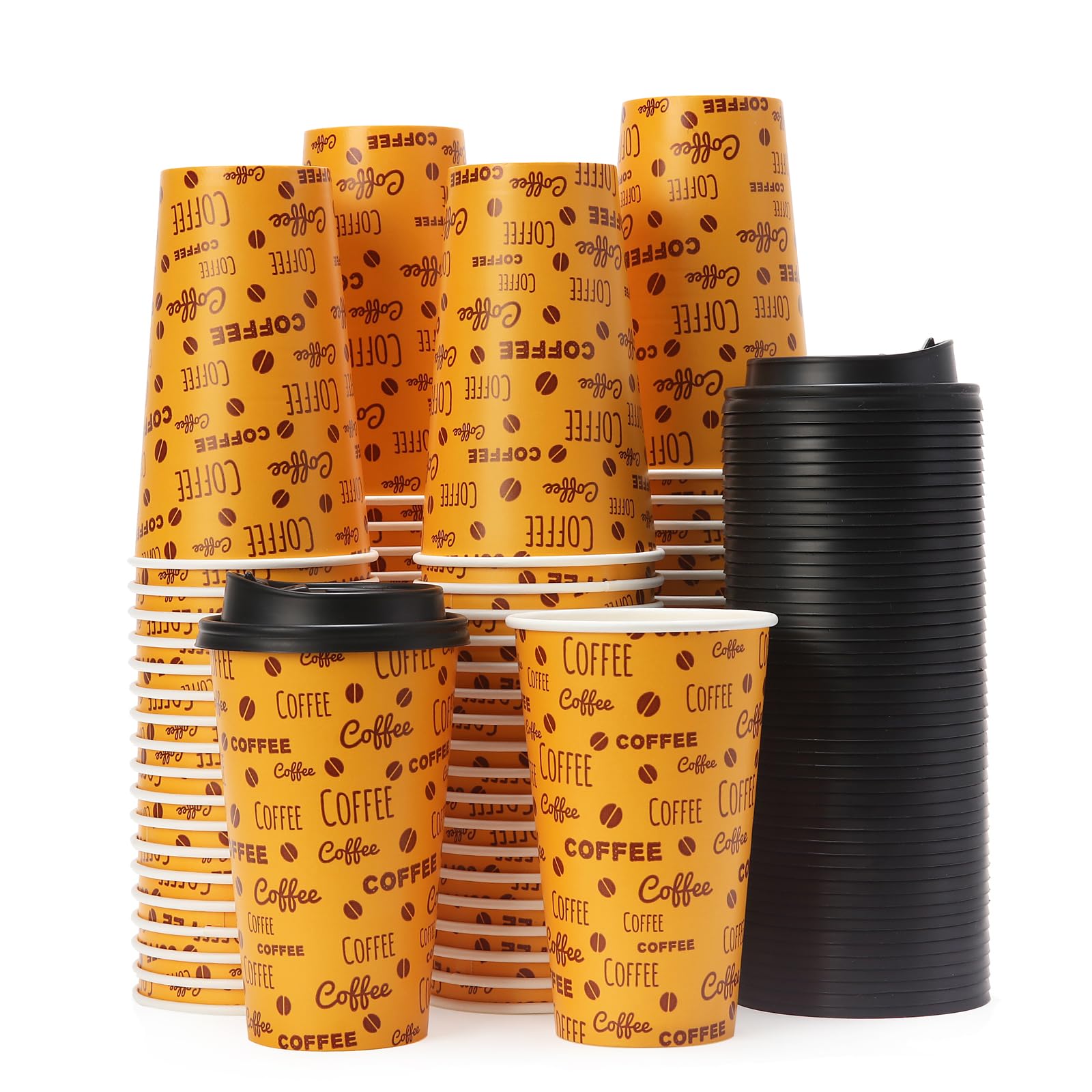Amazon.com: Tamone 100 PACK 16OZ Disposable Coffee Cups with Lids, To ...