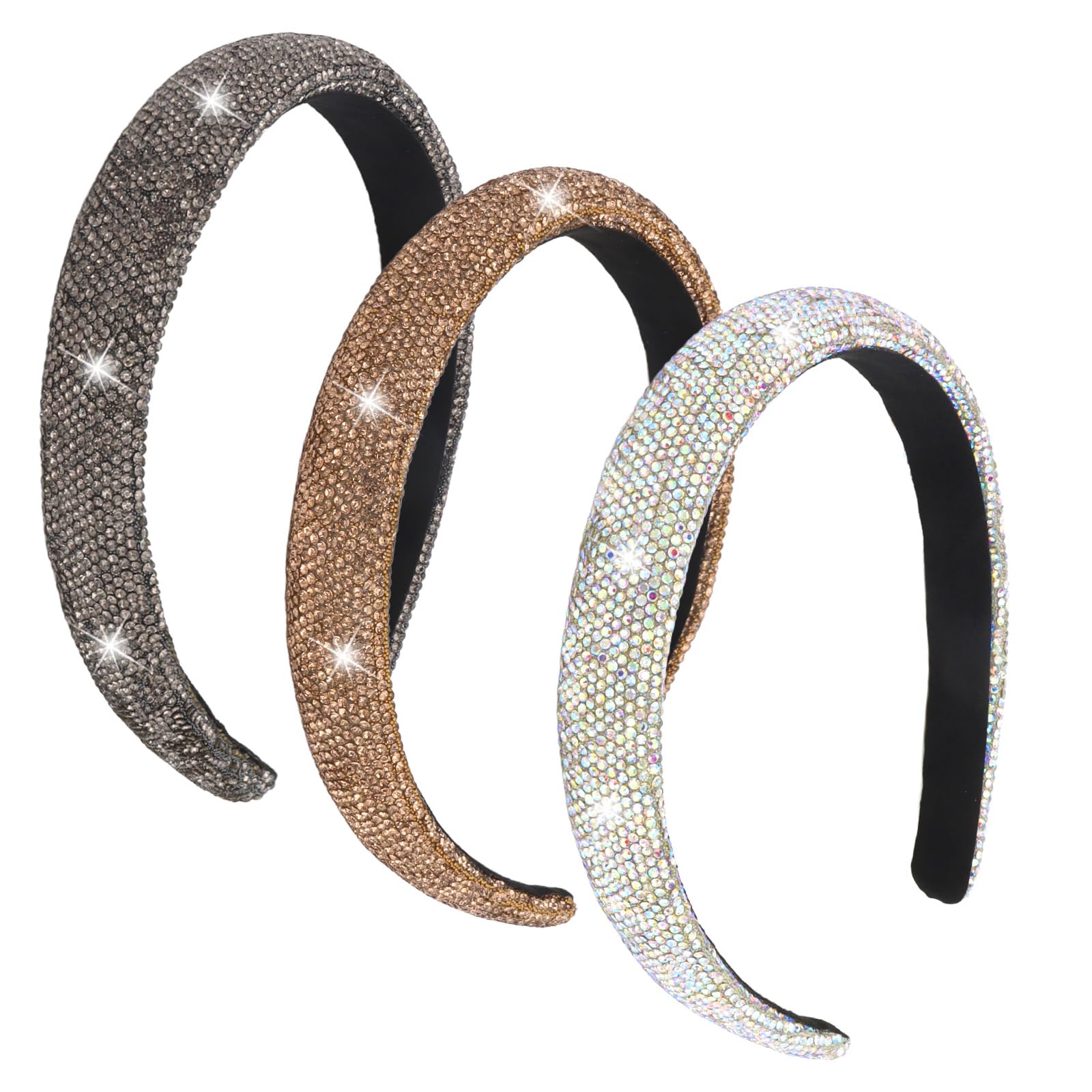 Amazon.com : Wecoe 3pcs Rhinestone Headbands Women Girls Sparkly Bling ...