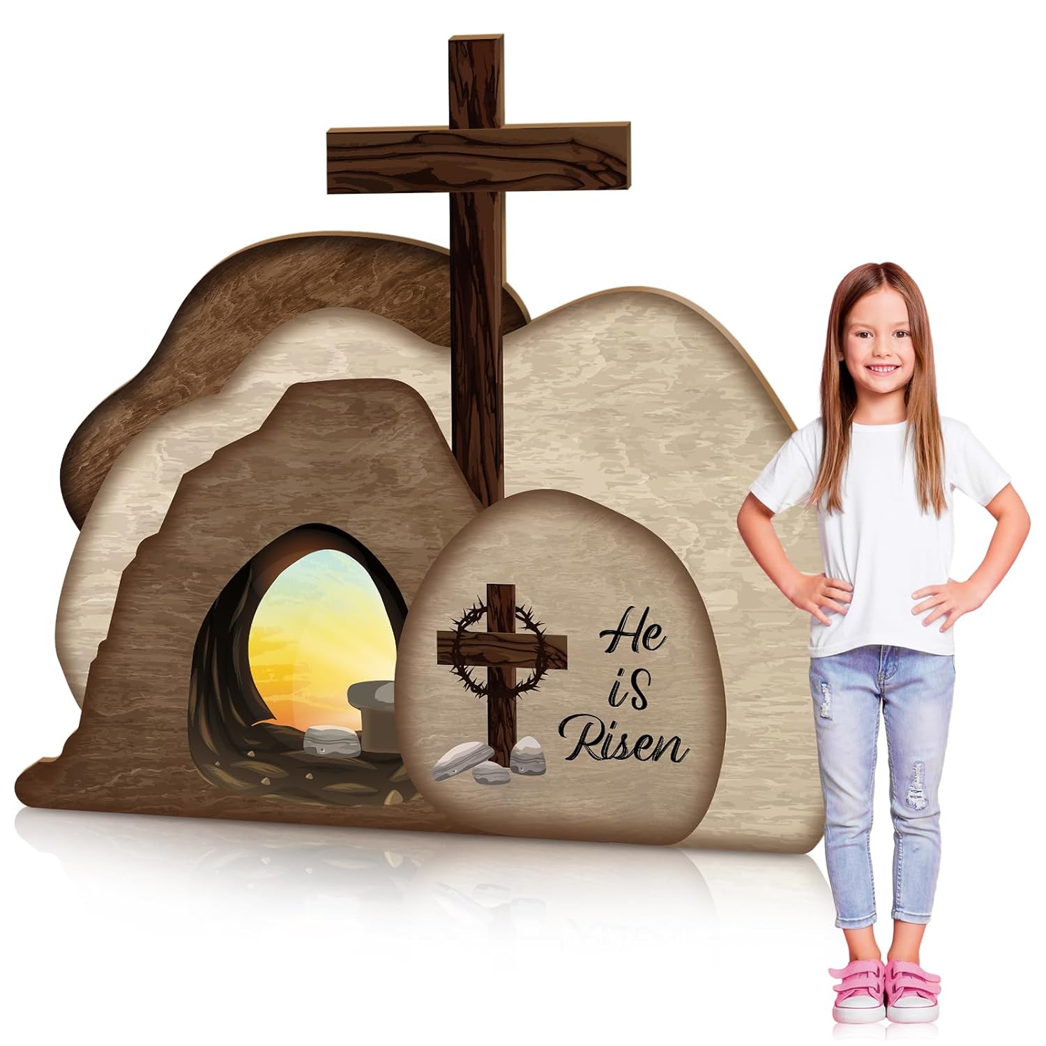 Buy Geyoga 39.4 x 25.6 Inch Easter Tomb with Rock Roll Away Cardboard ...