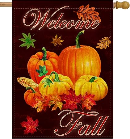 Amazon.com : Dyrenson Welcome Fall 28 x 40 House Flag Farm Double Sided ...