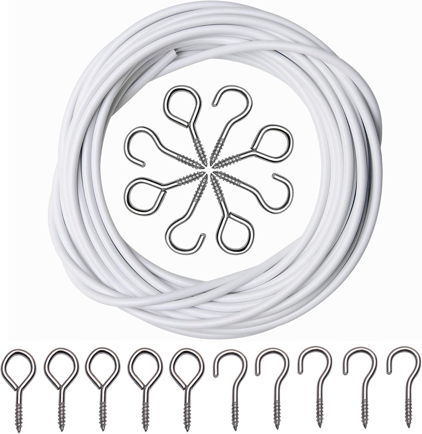 Net Curtain Wire 3 Meter includes 6 Eyes and 6 Hooks for hanging ...