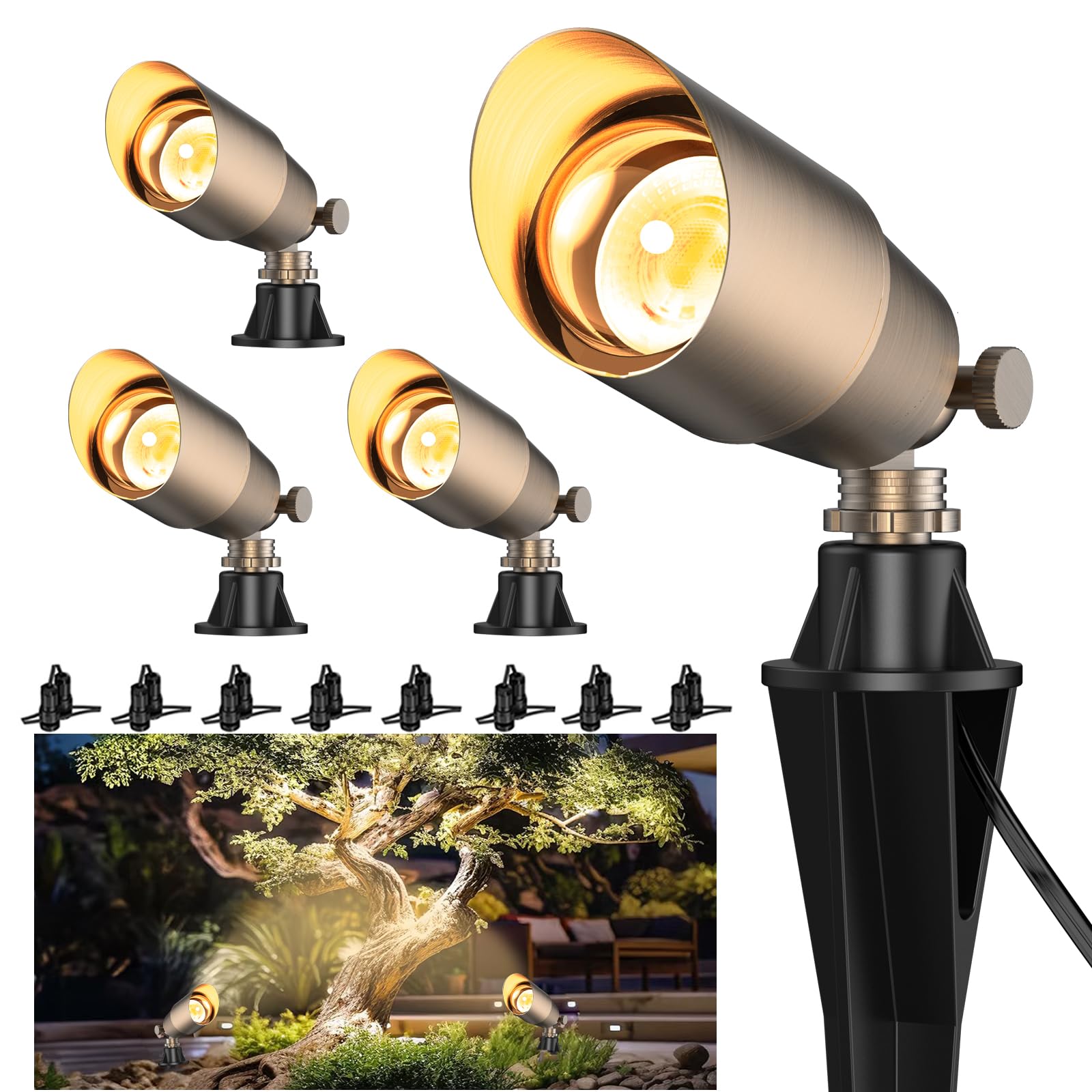 ZONEGRACE Solid Brass Outdoor Uplights & Accent Light Fixtures, Heavy ...