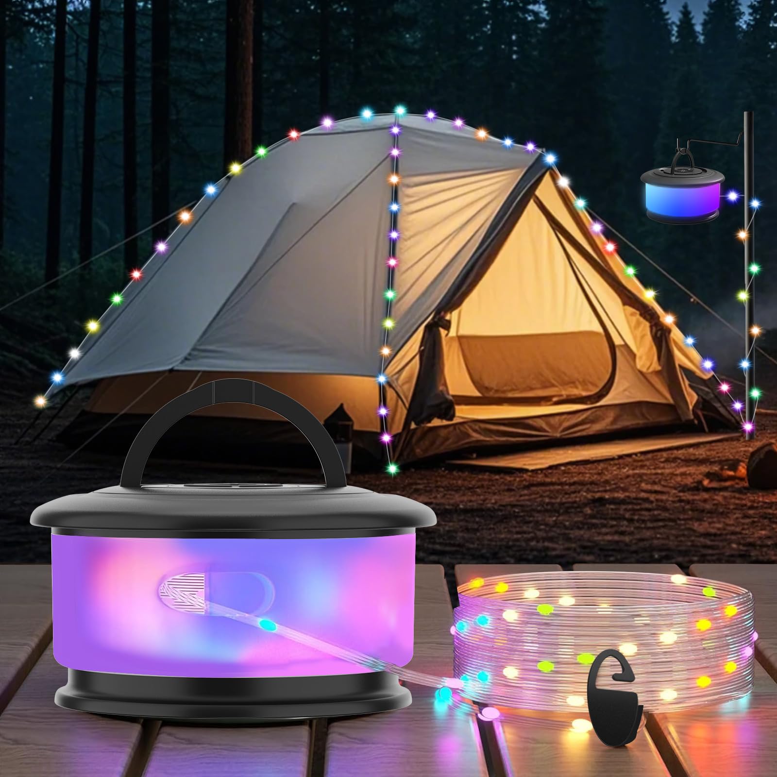 Camping String Lights, Retractable String Lights for Camping, 19 ...