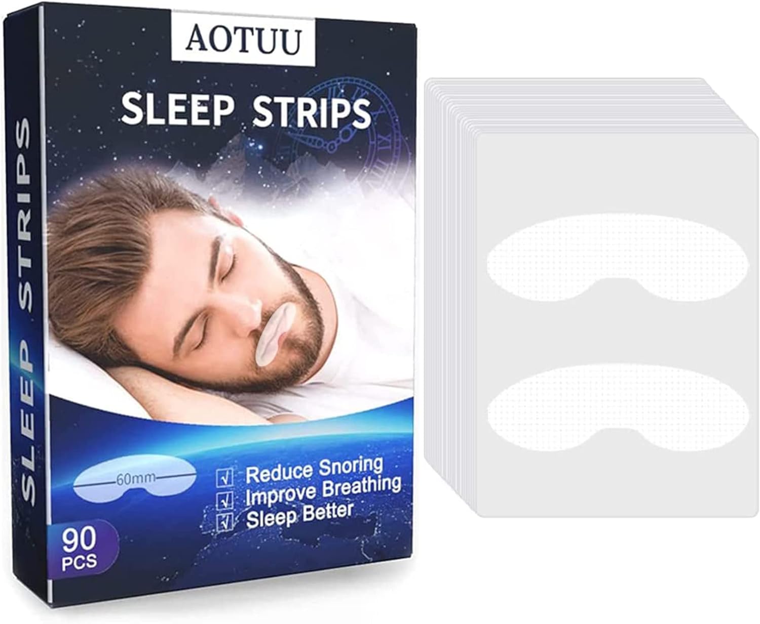 90 PCS Sleep Strips Mouth Tape for Sleeping, Less Mouth Breathing ...