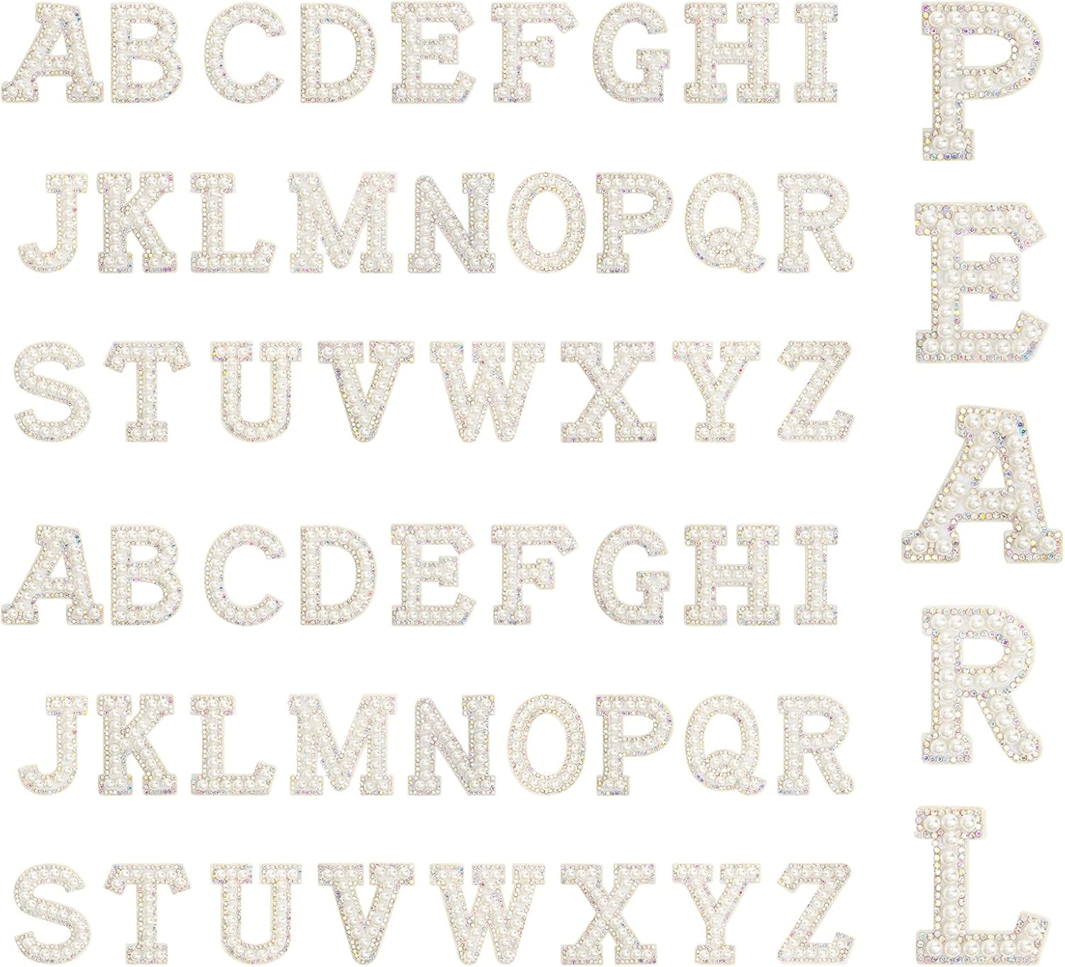 Amazon.com: 52 Pcs Pearl Iron On Letters, AngleKai White Pearl ...