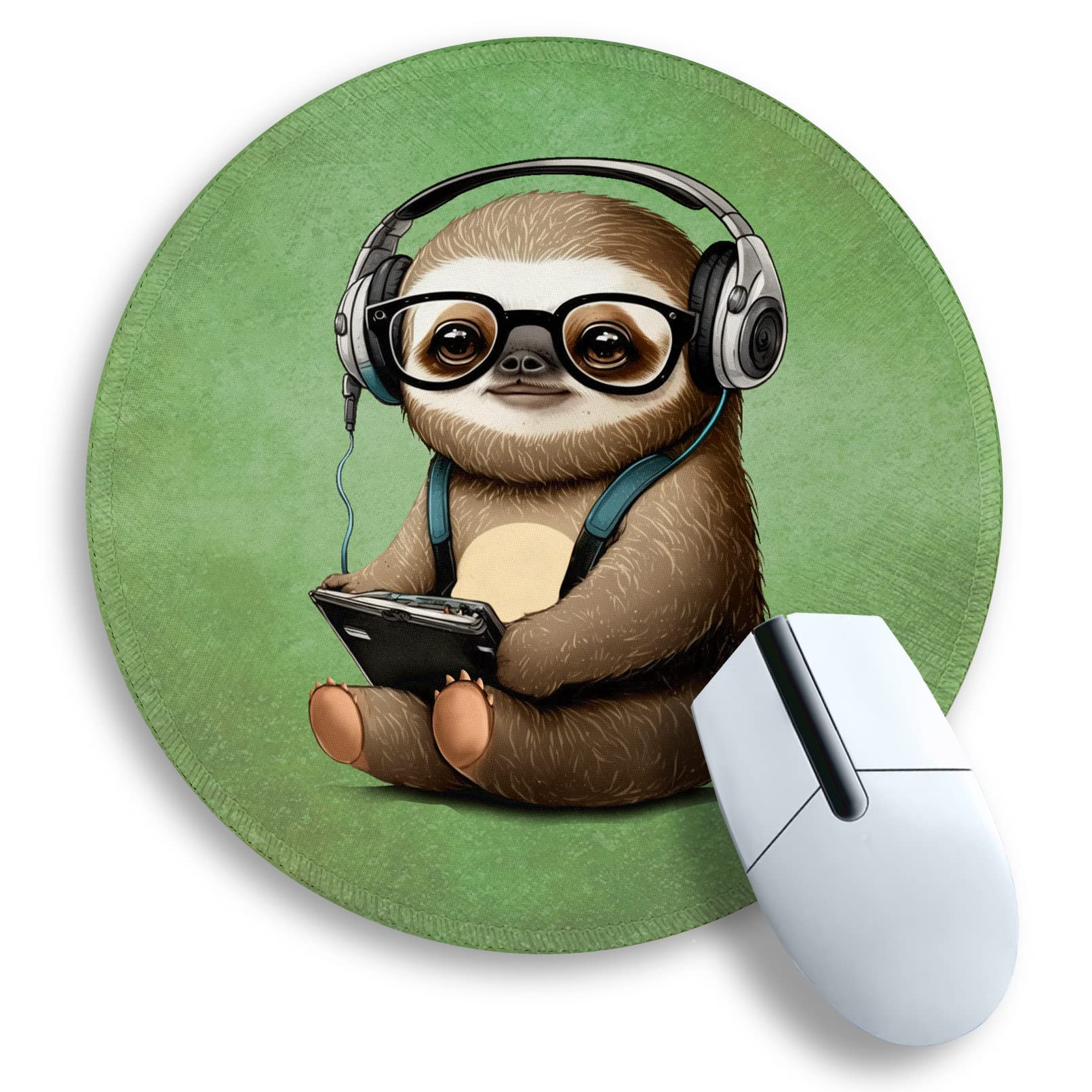 Amazon.com: Funny Green Round Mouse Pad Mouse Pad for Desk, Cute Sloth ...