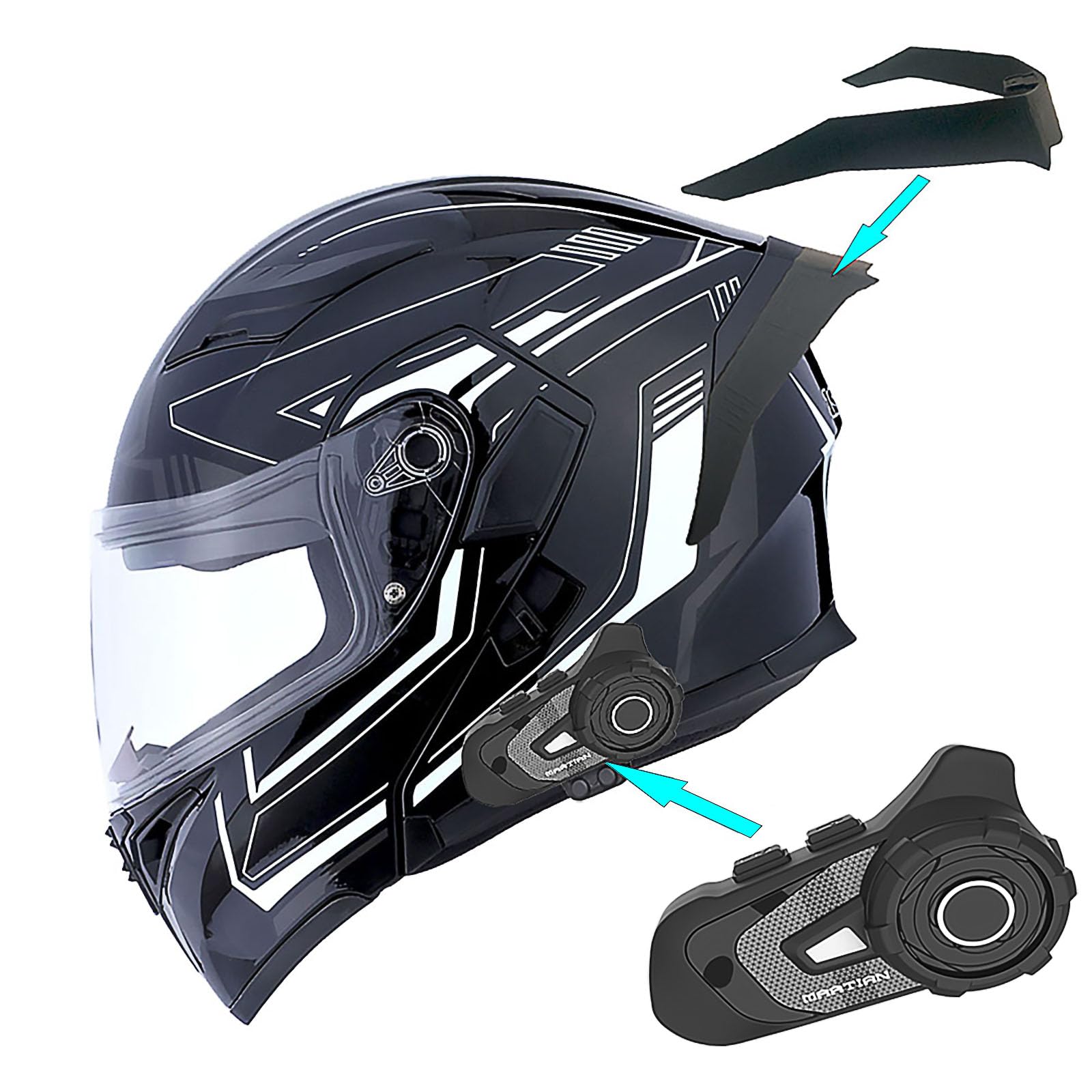 Snapklik.com : Motorcycle Modular Full Face Flip Up Dual Visor Helmet ...
