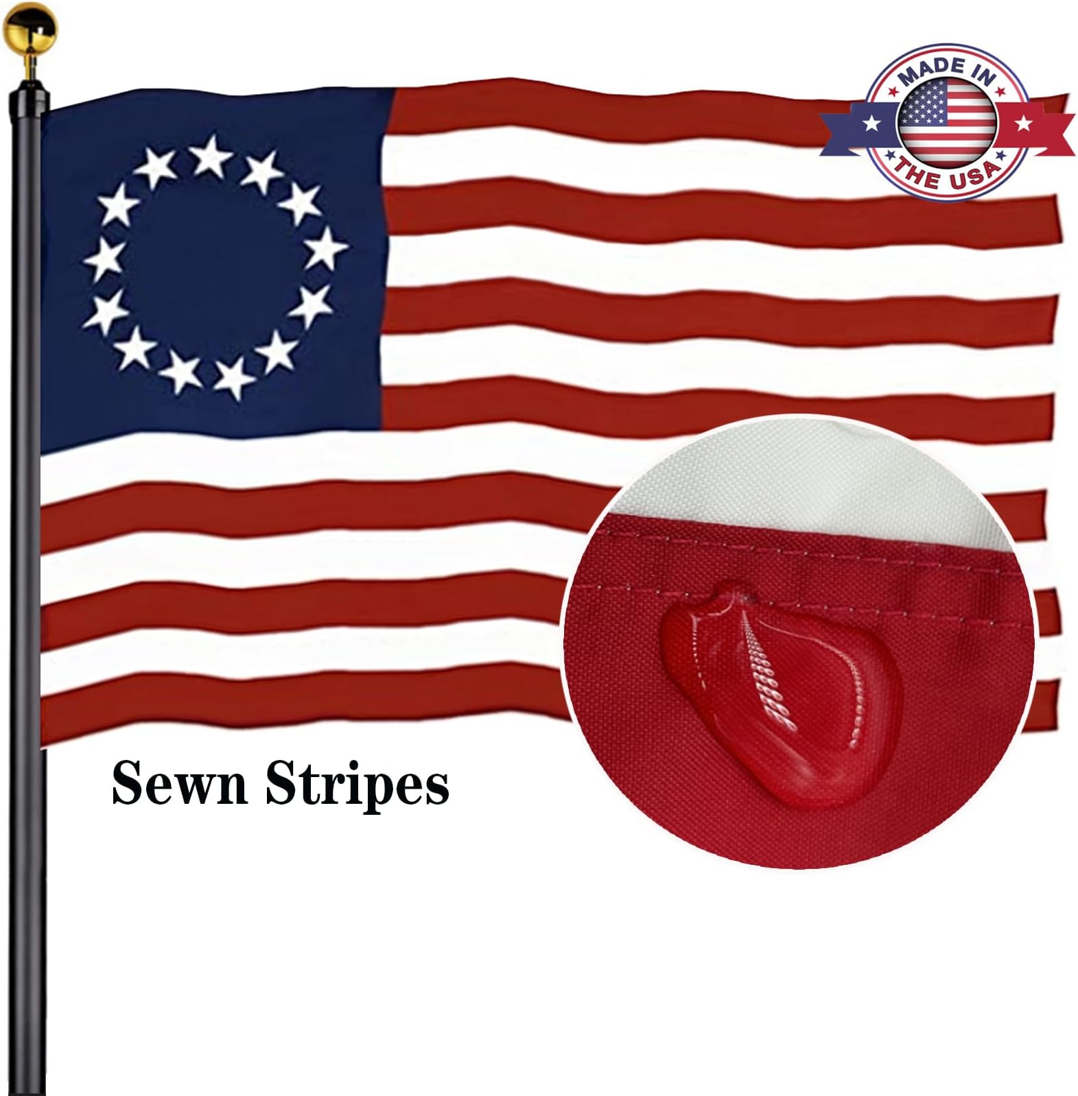 Amazon.com : Betsy Ross Flags 3x5 Outdoor Made in USA-13 Colonies ...