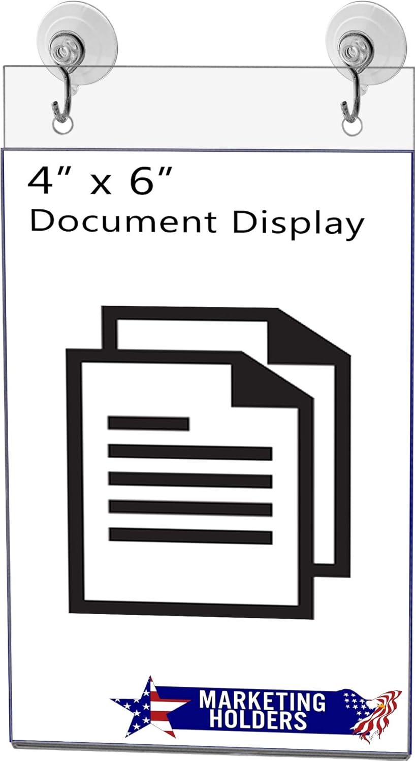 Amazon.com : Window Sign Holder with Suction Cup Hooks 4 x 6 Double ...