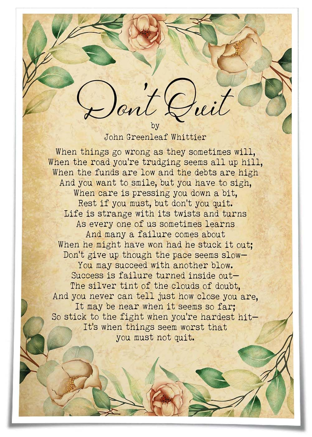 Amazon.com: Quwinty Don't Quit Poem Wall Art Prints Inspirational ...