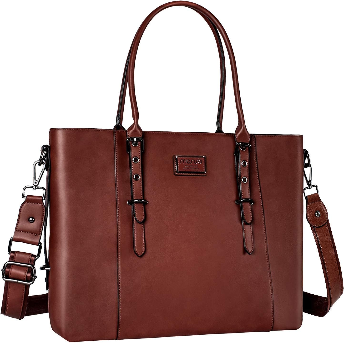 Amazon.com: LOVEVOOK Laptop Tote Bag for Women, Vintage Leather Work ...