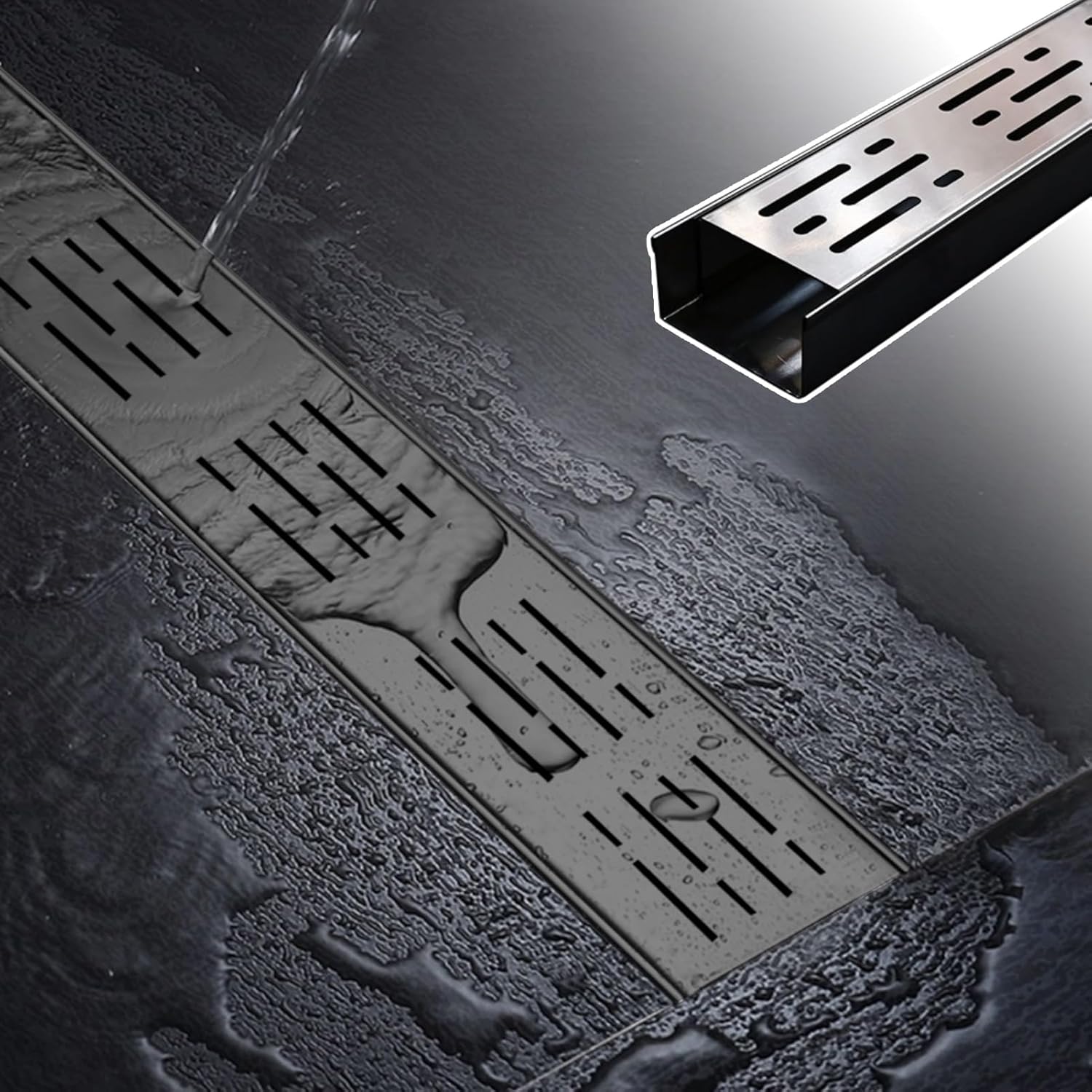 Amazon.com: Kunovo Black Channel Drain Pipe Kit, Stylish Simplicity ...