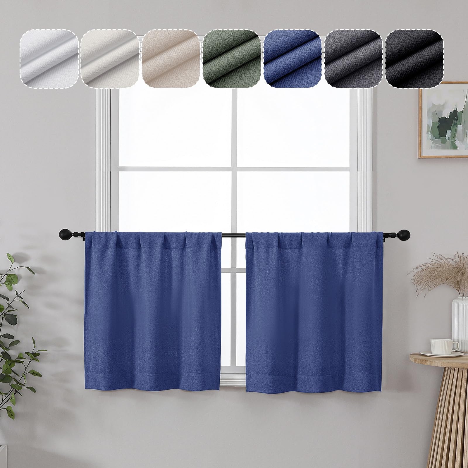 Amazon.com: Lecloud Estelle Blue Light-Filtering Curtain Tiers, Kitchen ...