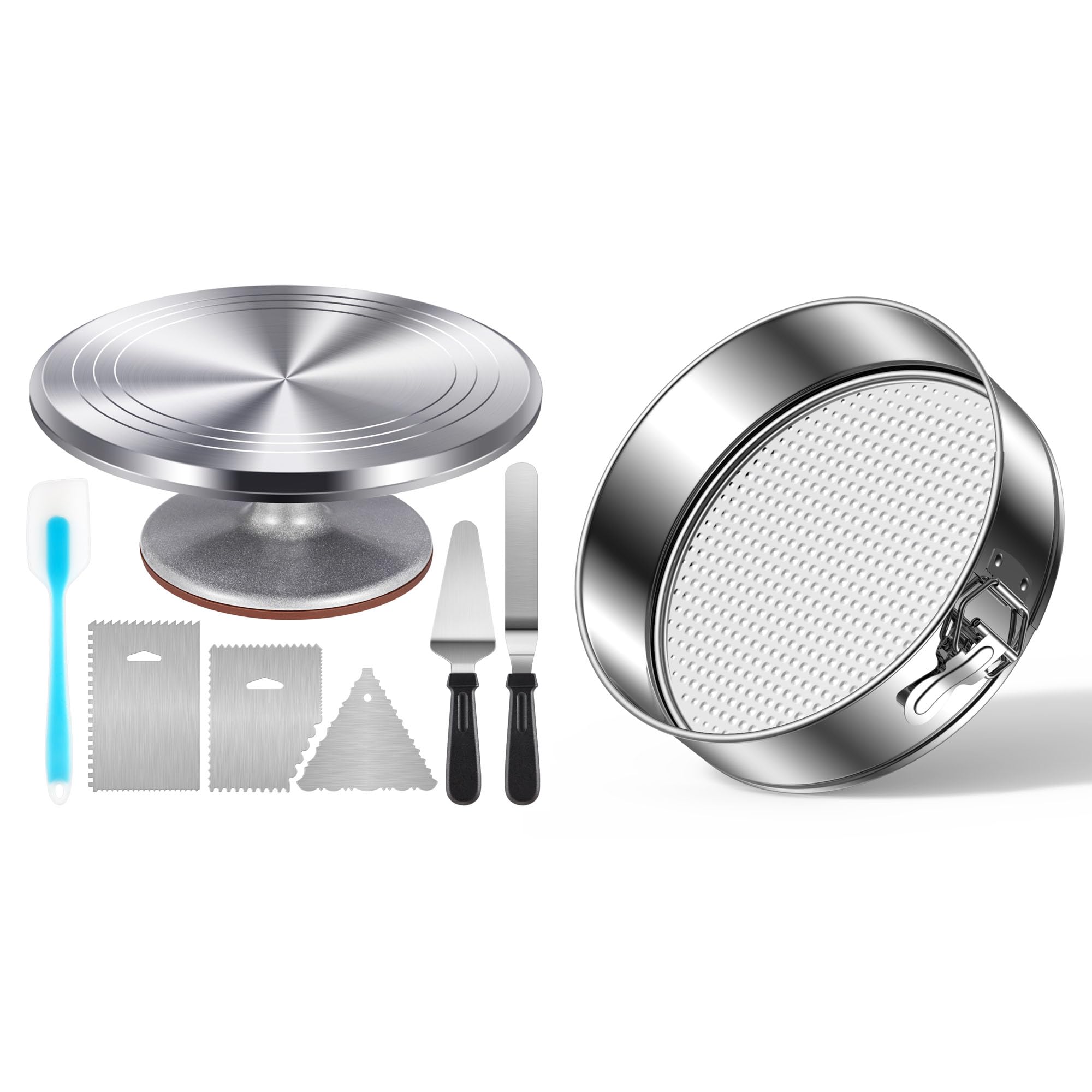 Amazon.com: Kootek Aluminium Cake Turntable Set with 9 Inch Stainless ...
