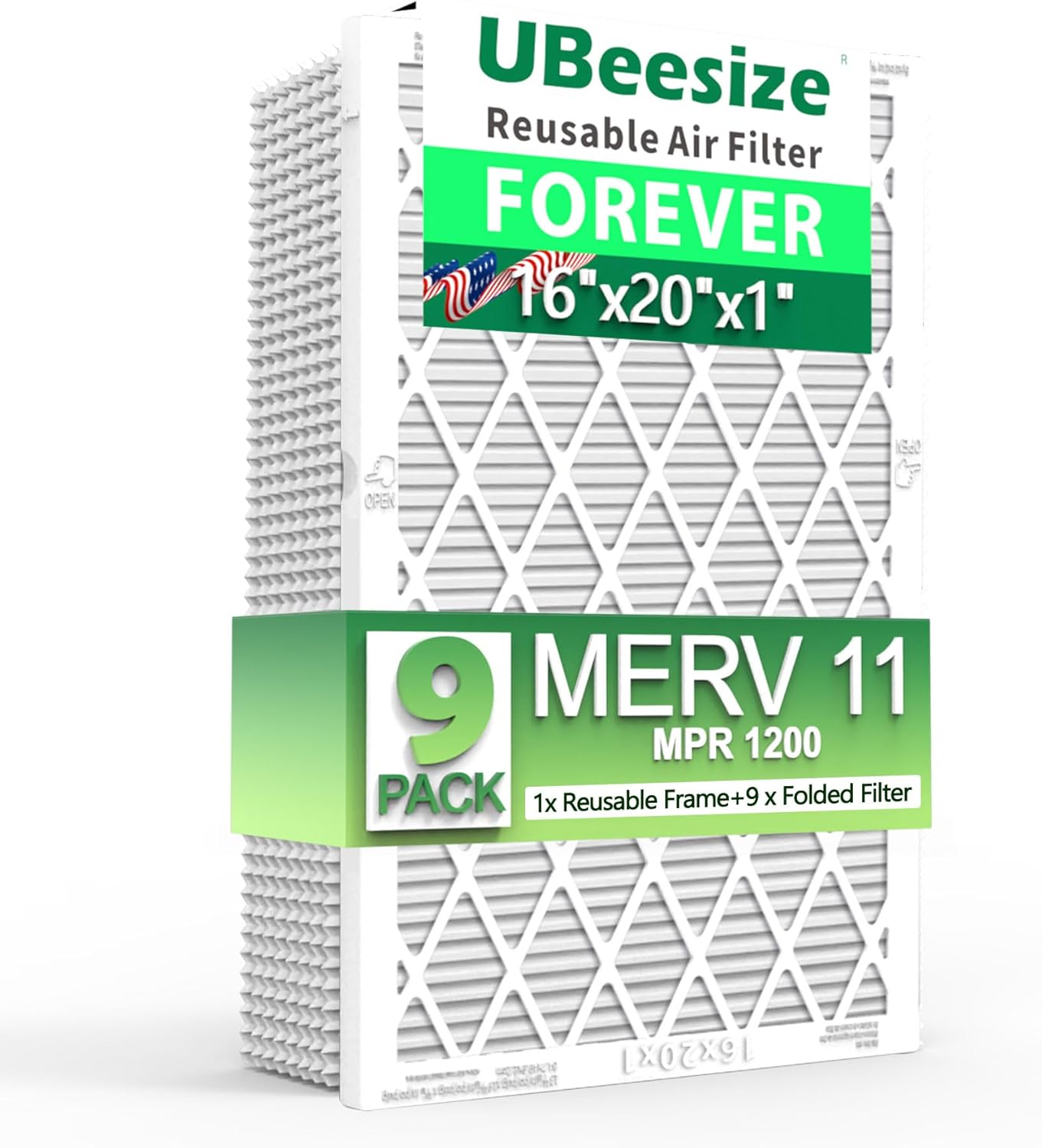 Amazon.com: UBeesize Air Filter 16x20x1 (9-Pack), MERV 11 MPR 1200 AC/HVAC Furnace Filters,Deep ...