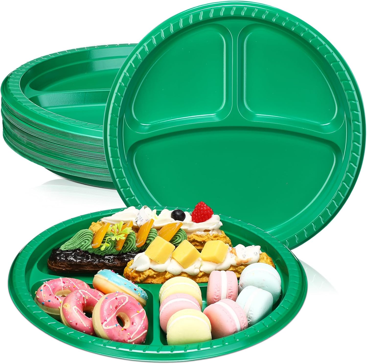 Amazon.com: Teenyyou 50 Pcs 10 Inch Plastic 3 Compartment Divided ...