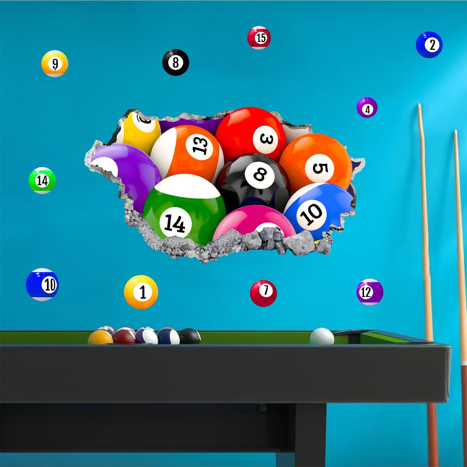 Amazon.com: Billiards 3D Wall Stickers Decor Sport Ball Wall Sticker ...