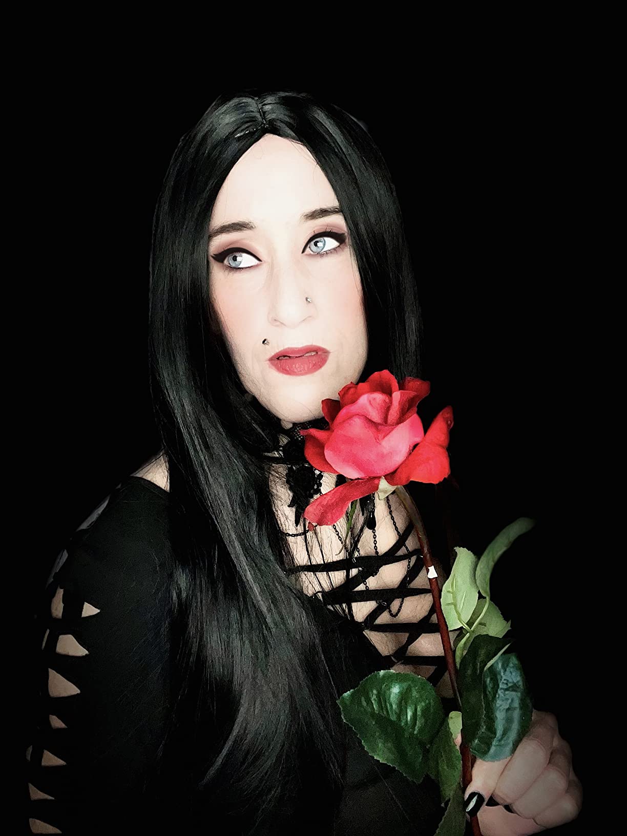 $4/mo - Finance Long Black Straight Wig for Morticia Addams Costume ...