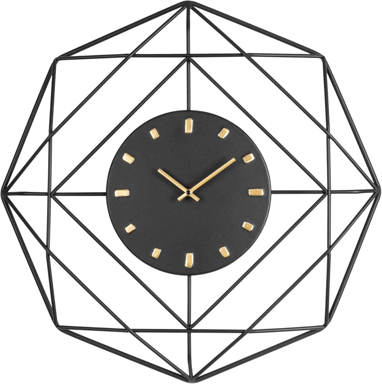 Amazon.com: Glitzhome 24” Modern Metal Octagonal Wall Clock, Black ...