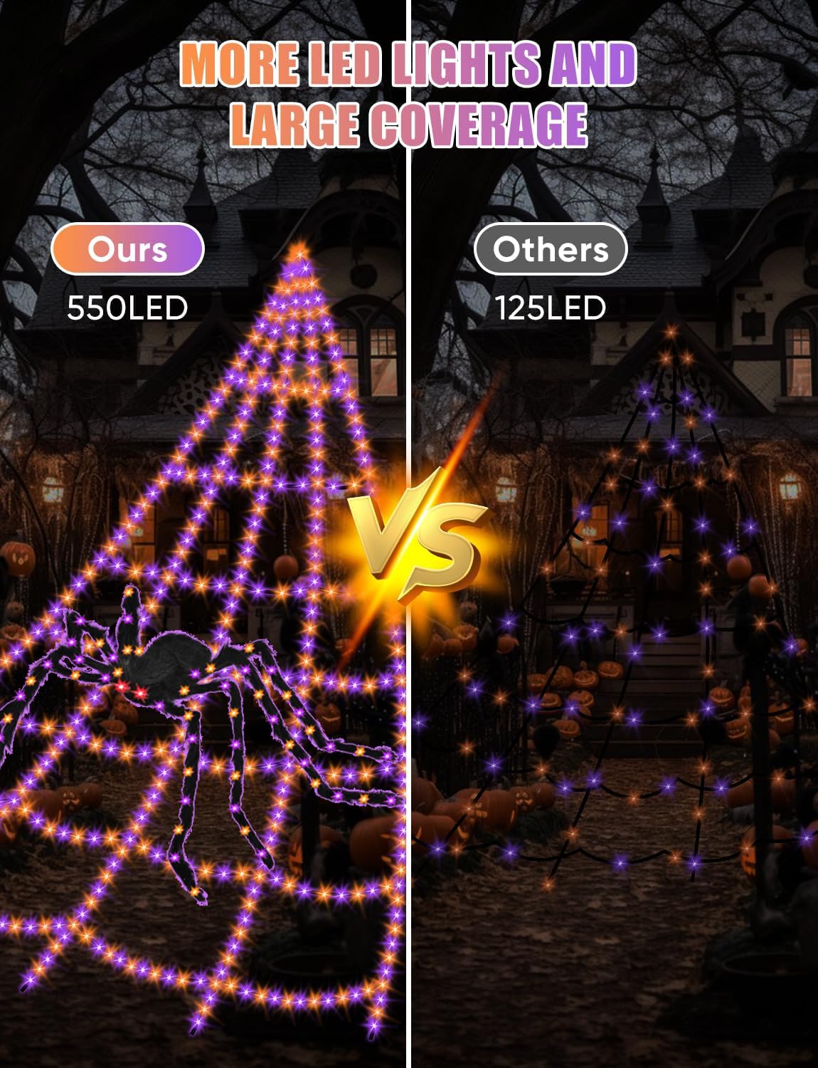 Snapklik.com : Spider Webs Halloween Decorations Lights - 550 LEDs ...