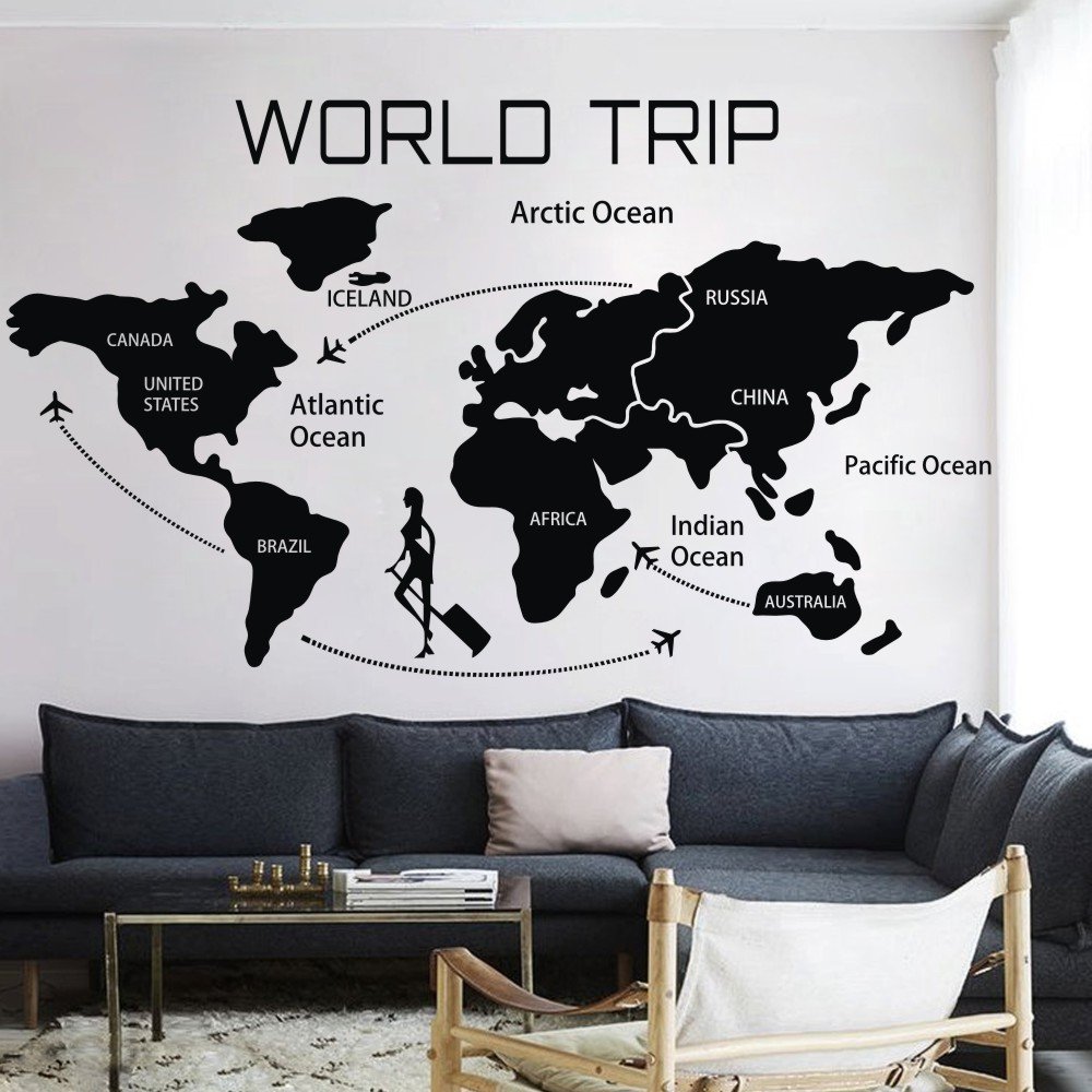 Vinilo Adhesivo Para Pared Con Mapa Del Mundo Vinilo De Pared