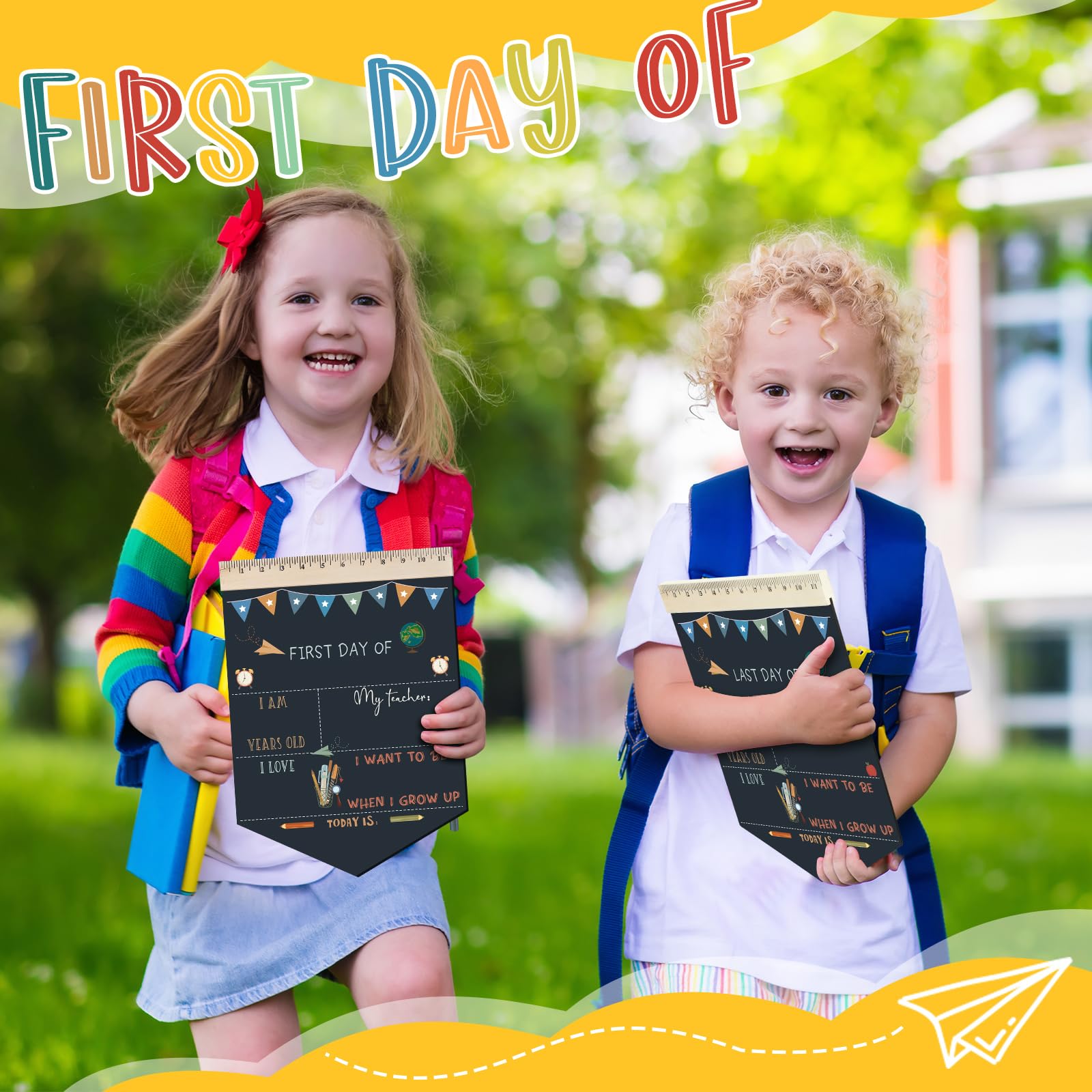 Snapklik.com : First And Last Day Of School Chalkboard Rainbow First ...