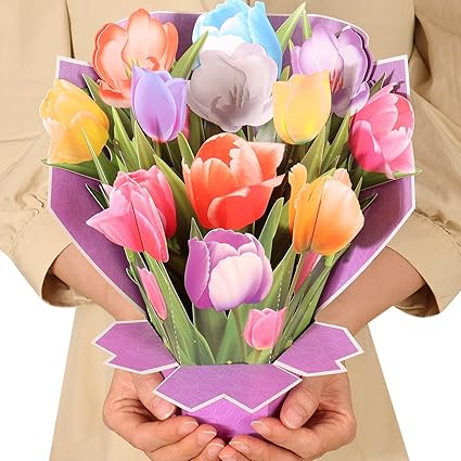 Amazon.com : Paper Flower Pop Up Cards, Flower Bouquet Card Popup 3D ...