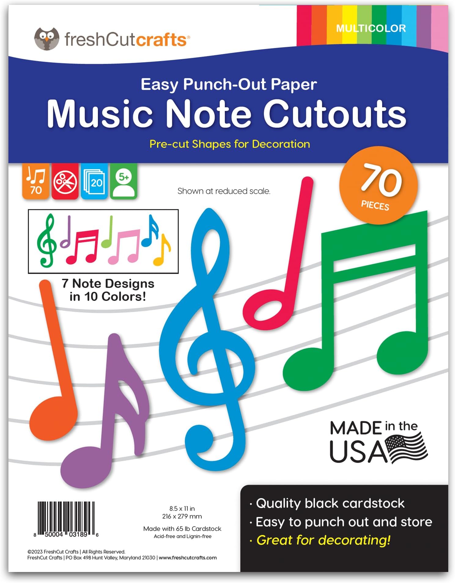 Amazon.com: 72 Pcs Music Note Cutouts Paper Assorted Color Music Notes ...