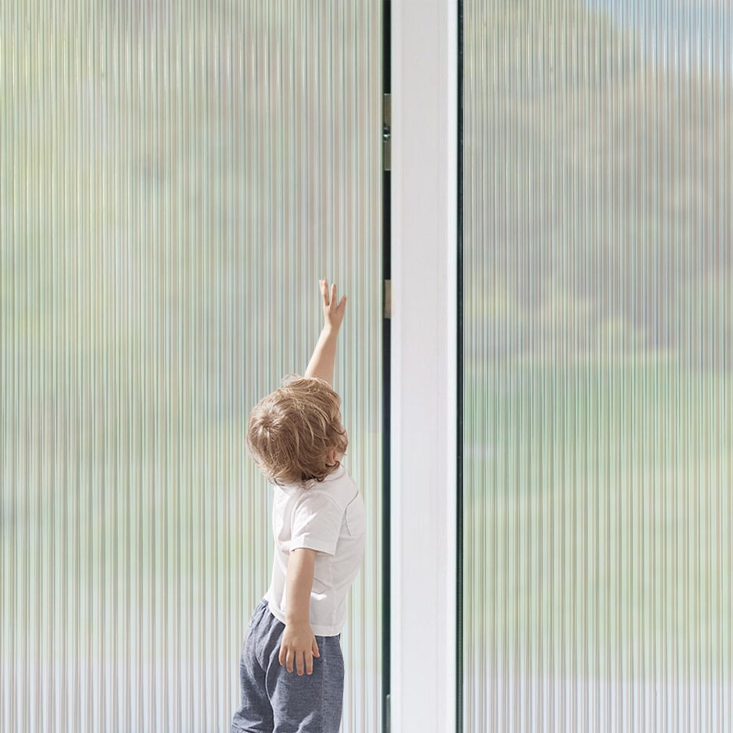 Amazon.com: Reeded Glass Window Privacy Film, Non-Adhesive Frosted ...
