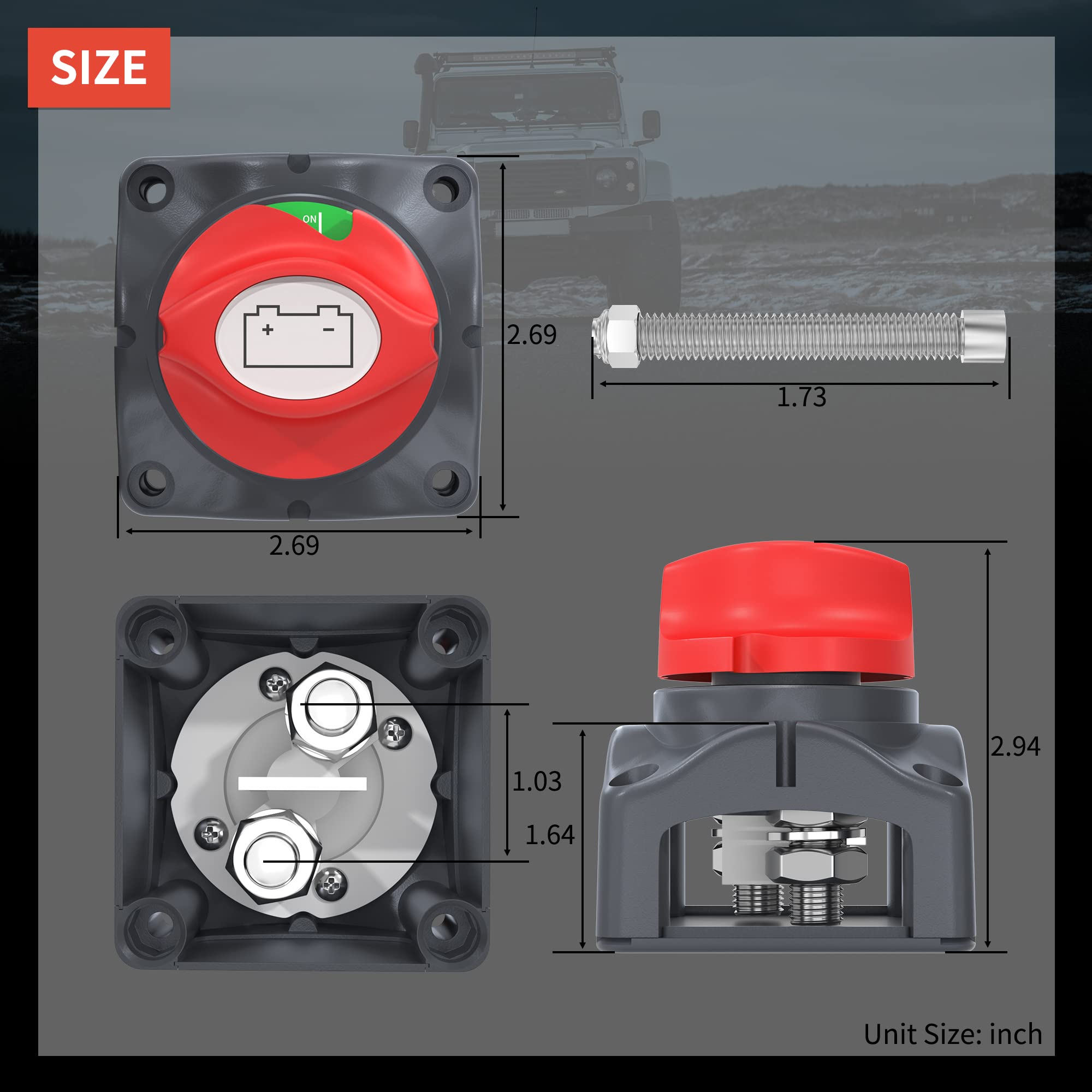 Snapklik.com : Battery Disconnect Switch 12V-48V Waterproof Marine ...