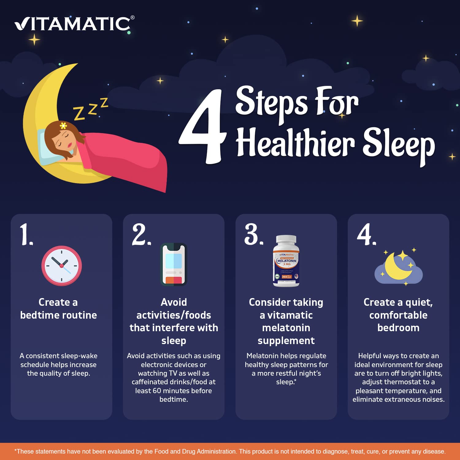 Snapklik.com : Vitamatic Melatonin 5 Mg Tablets Vegetarian, Non-GMO ...