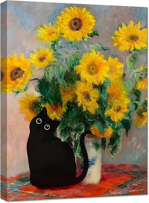 Amazon.com: FOSULA Monet Cat Wall Art - Claude Monet Cat Wall Art ...