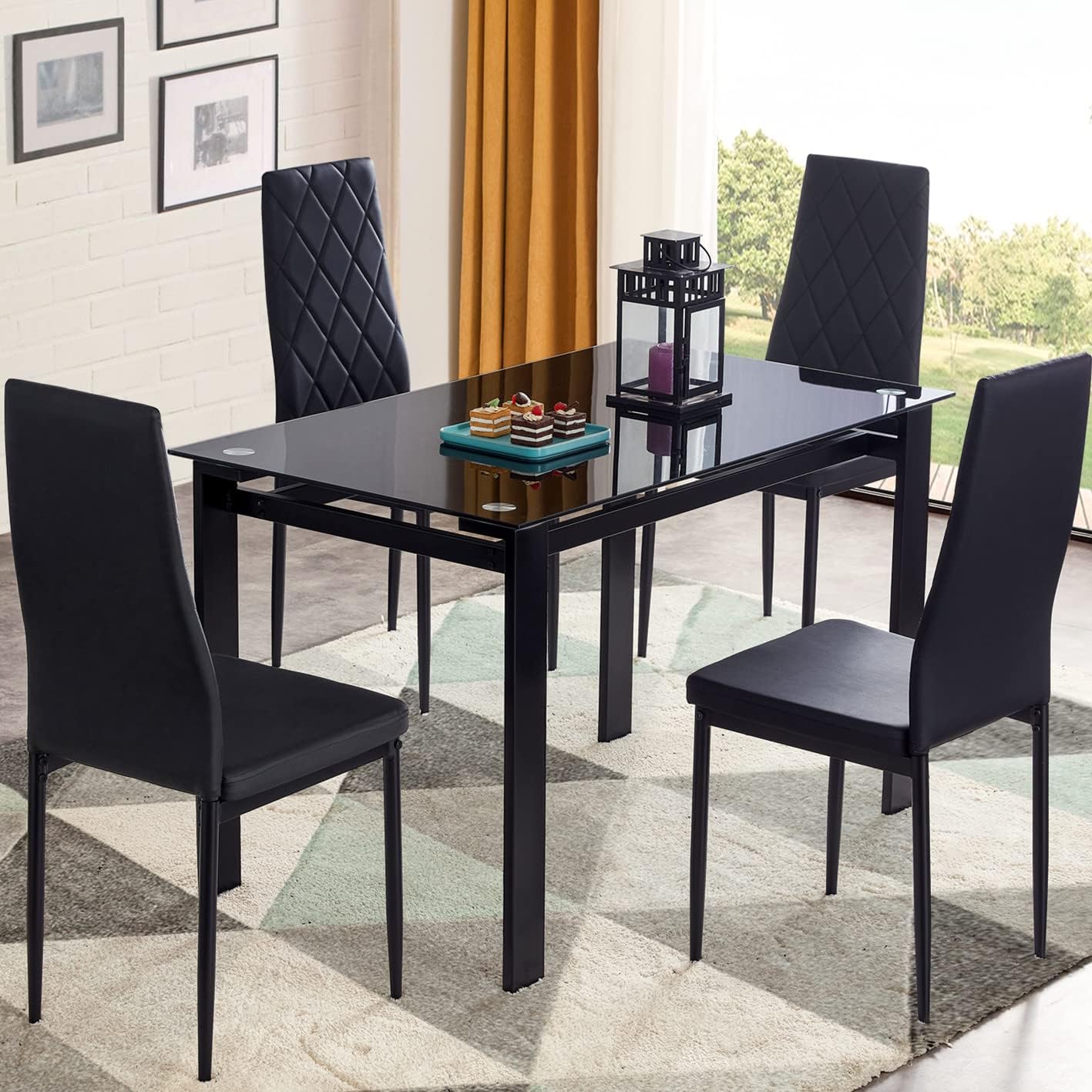 Recaceik Juego de mesa de comedor moderno de 5 piezas para 4 mesa ...