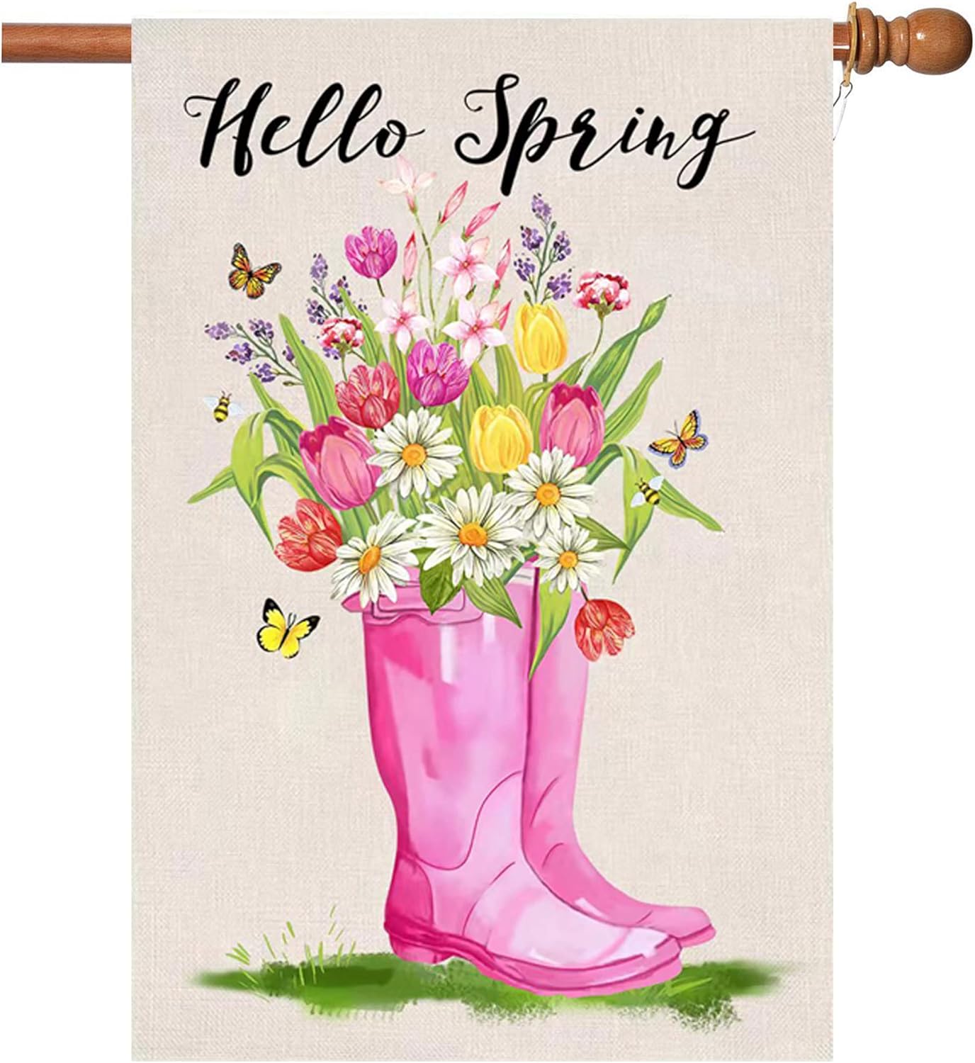 Amazon.com : Hello Spring Flag,Spring Garden Flag Double Sided Welcome ...