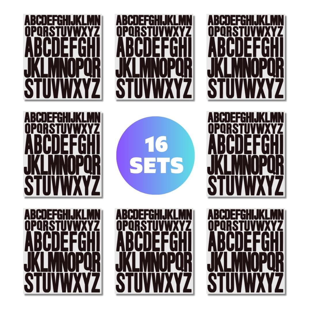 HNTR Black Alphabet Stickers | 416 Letters | 16 Sets | 5cm and 2.5cm ...
