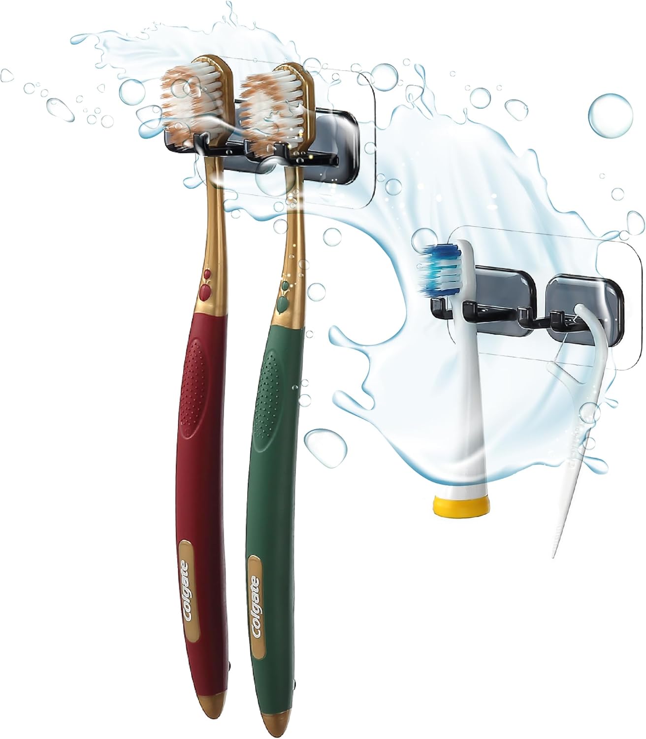 Amazon.com: Hook LAB Self-Adhesive Double Toothbrush Holder, 2-Pack ...