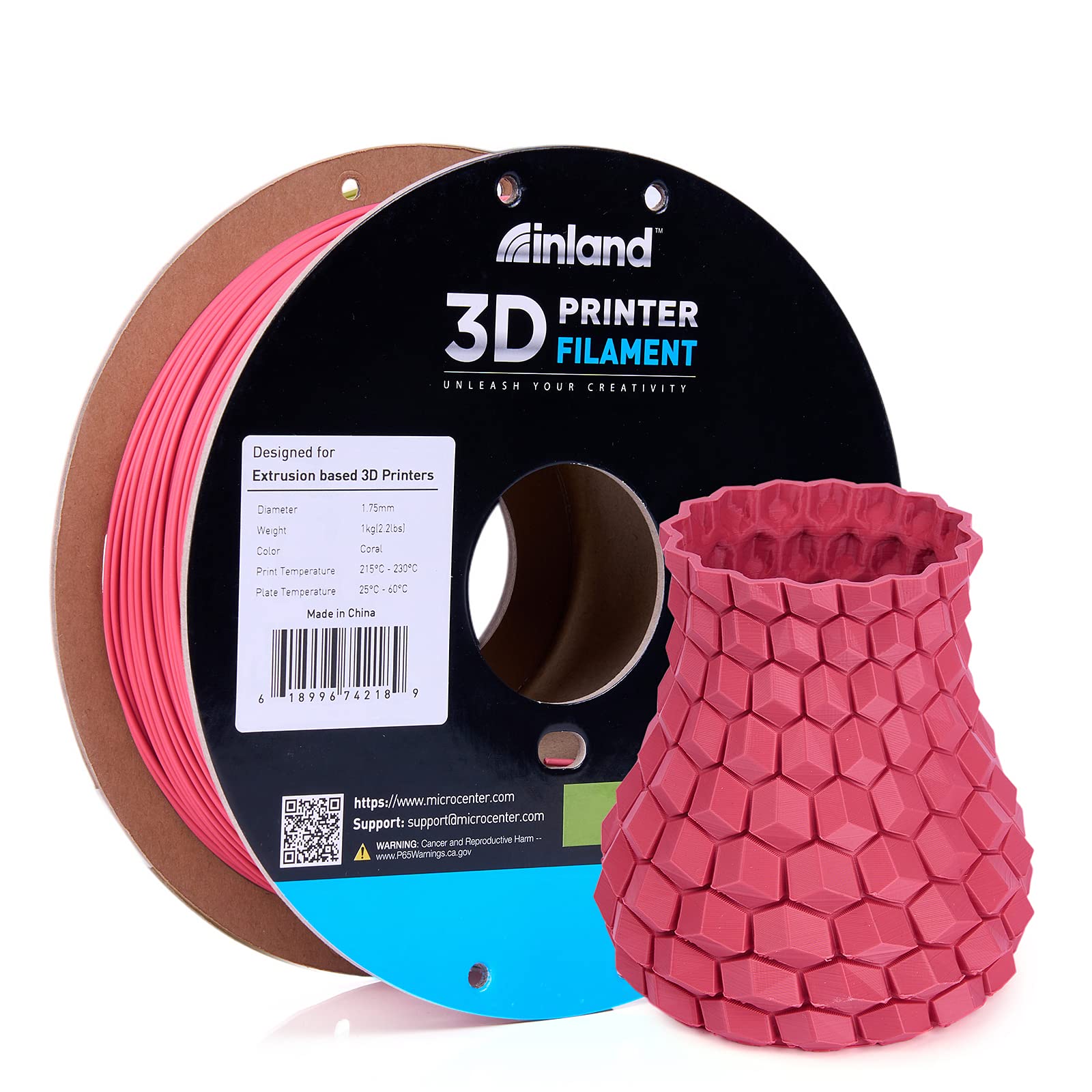 Snapklik.com : INLAND PLA Filament 1.75mm - Coral Pink PLA 3D Printer ...