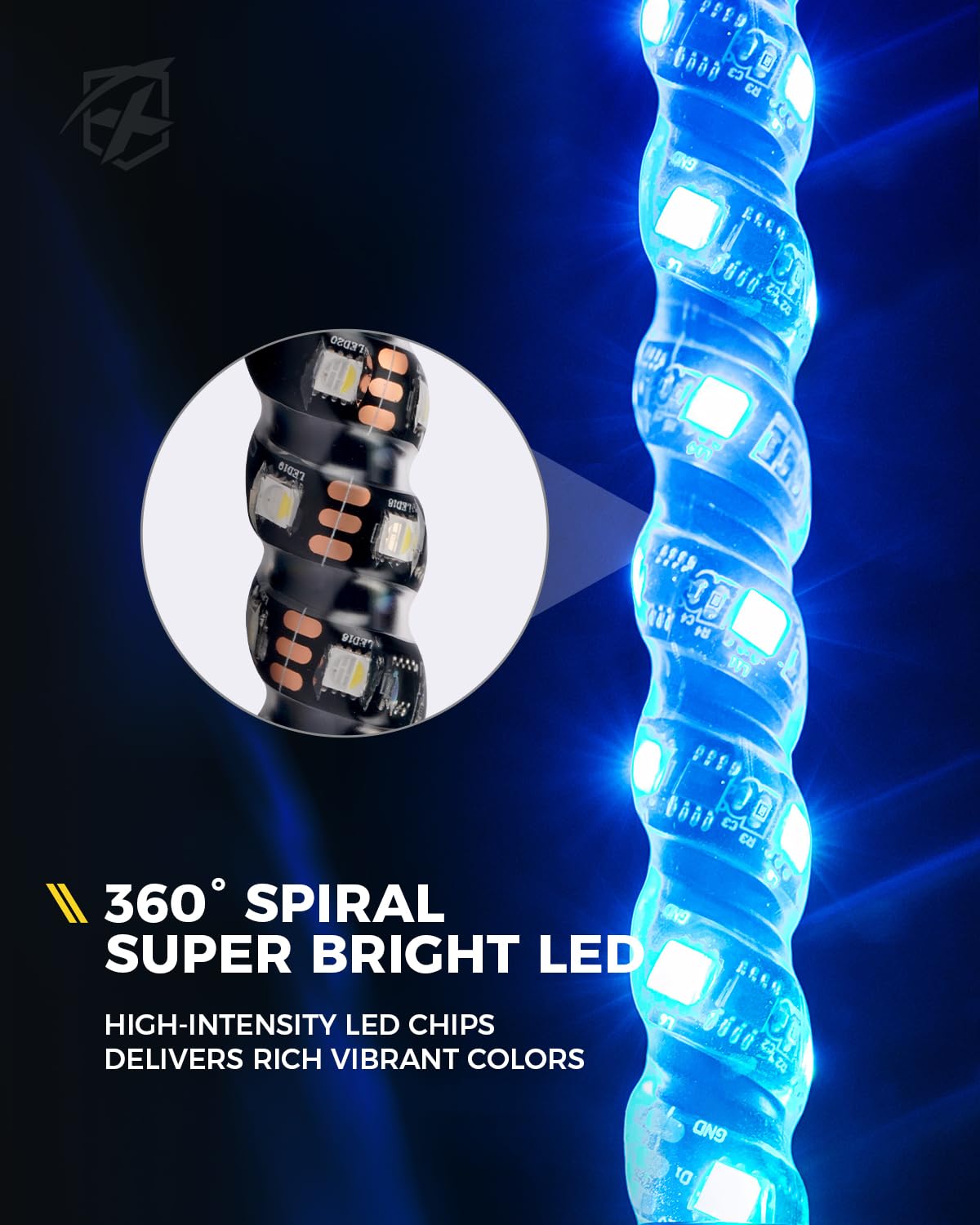 Snapklik.com : Xprite 2PC 5FT Blue Spiral LED Whip Lights