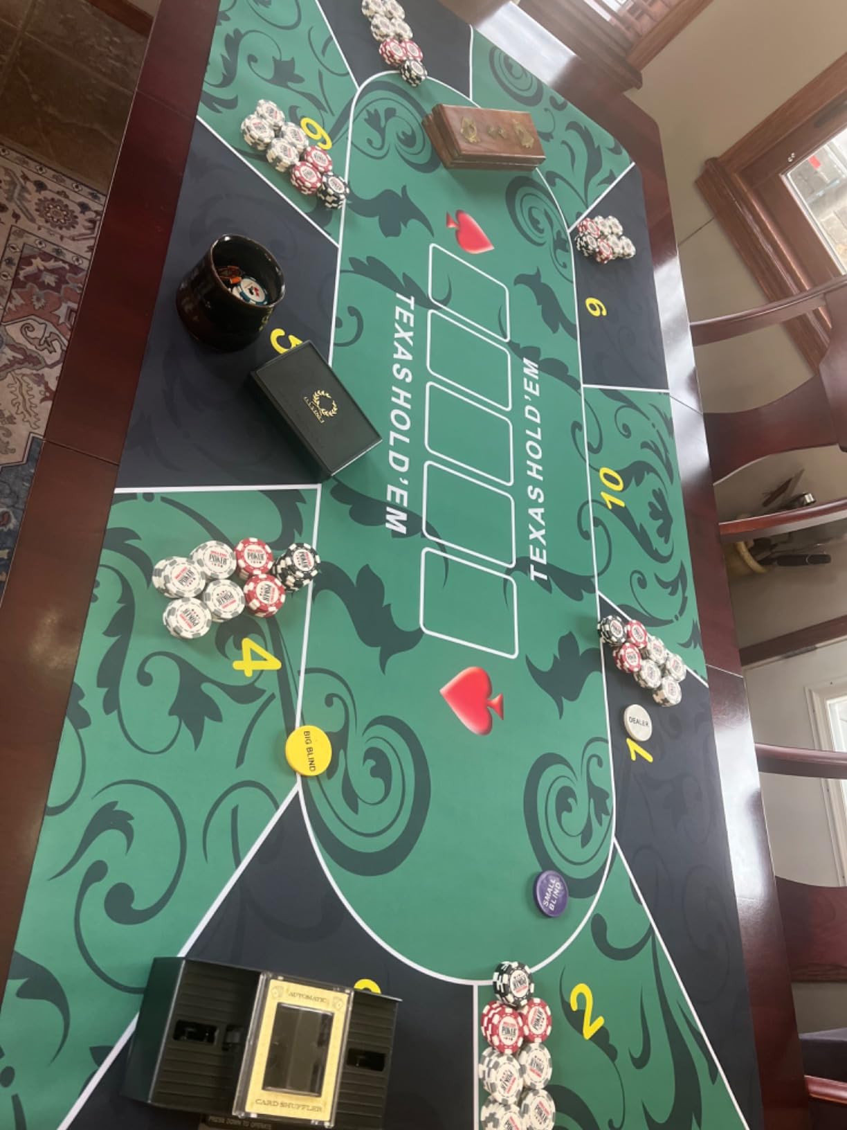 RUN.SE 71 x 36inch Professional Poker Mat, Portable Rubber Waterproof Poker Table Cover 10 ...