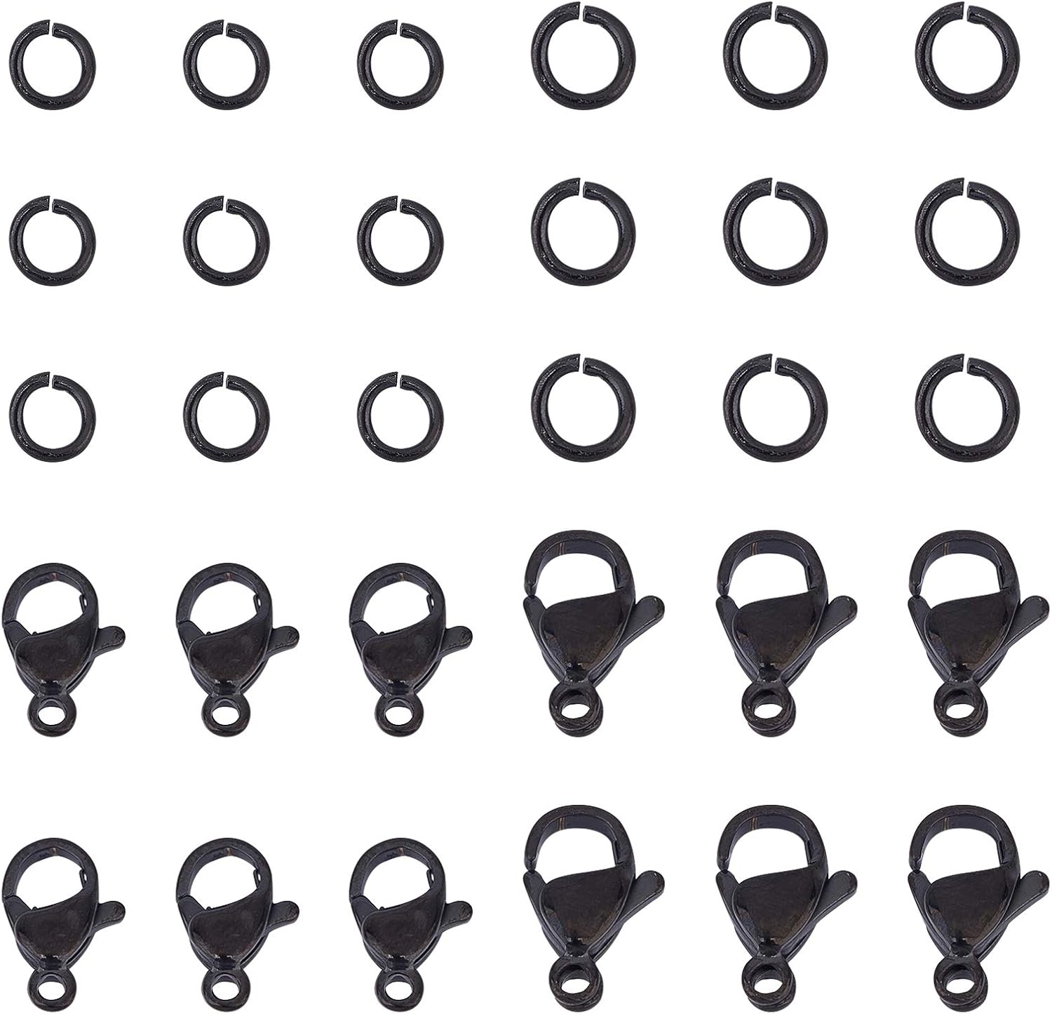 Amazon.com: UNICRAFTALE 40pcs Black Lobster Claw Clasps with Jump Ring ...