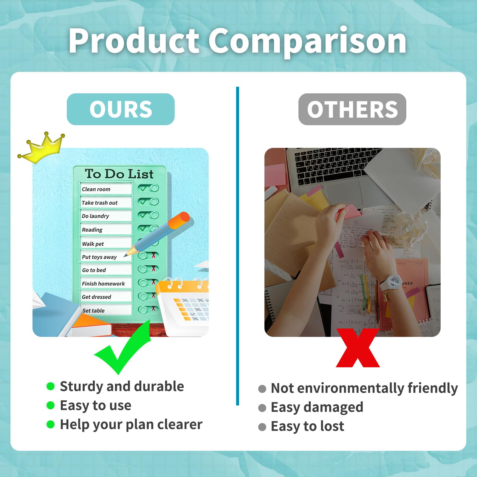 Snapklik.com : 4 Pieces Chore Chart For Kids Multiple Kids - Sliding ...