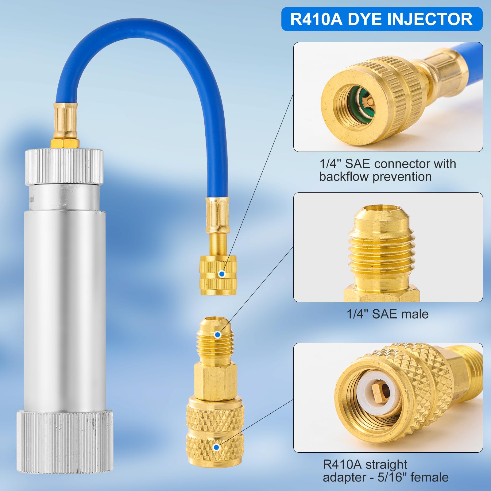R134a R1234yf Adapter AC Oil And Dye Injector Kit With Quick Couplers ...