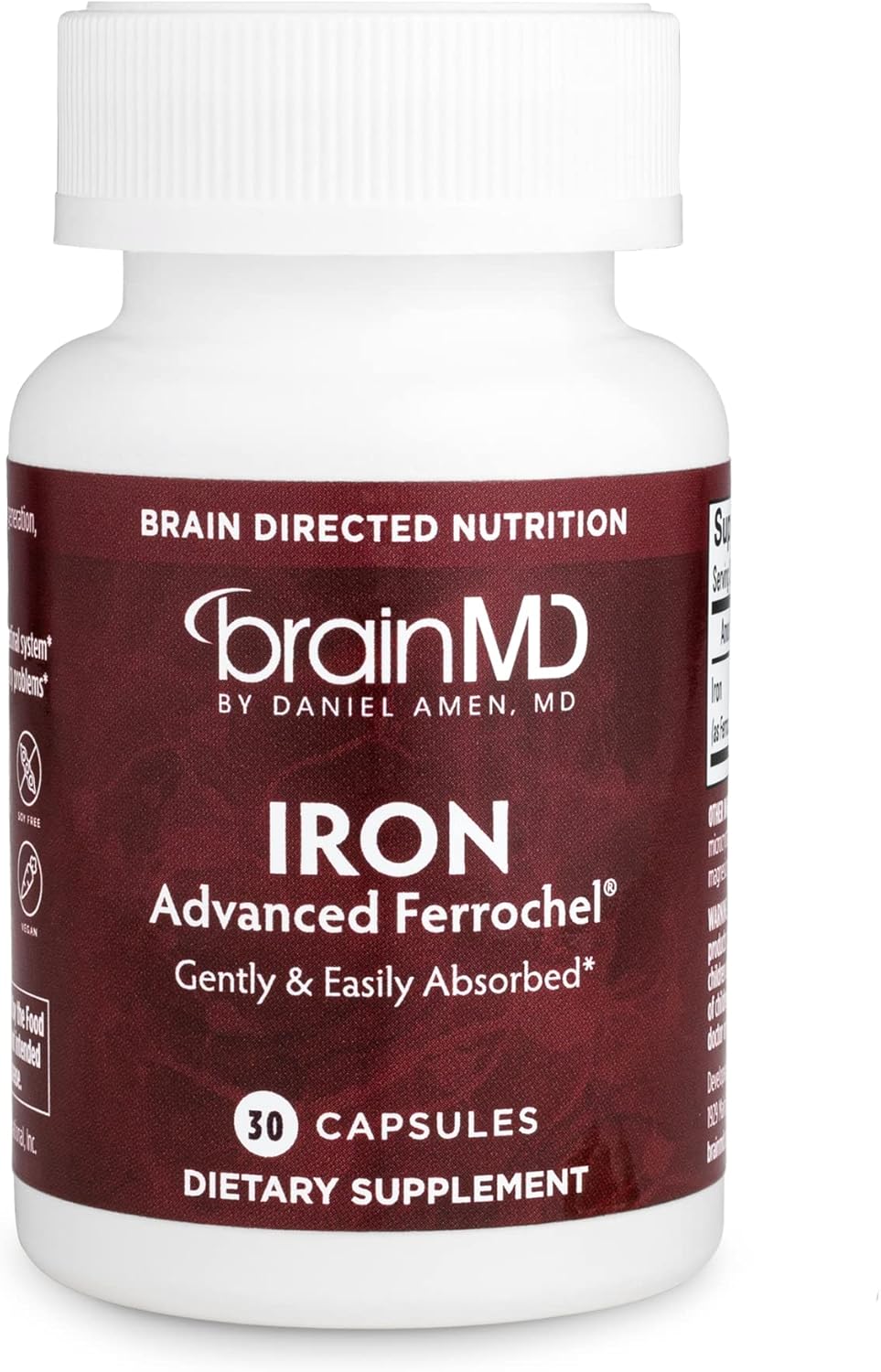 Dr. Amen brainMD Iron 25mg - 30 Capsules - Supports Energy Production ...