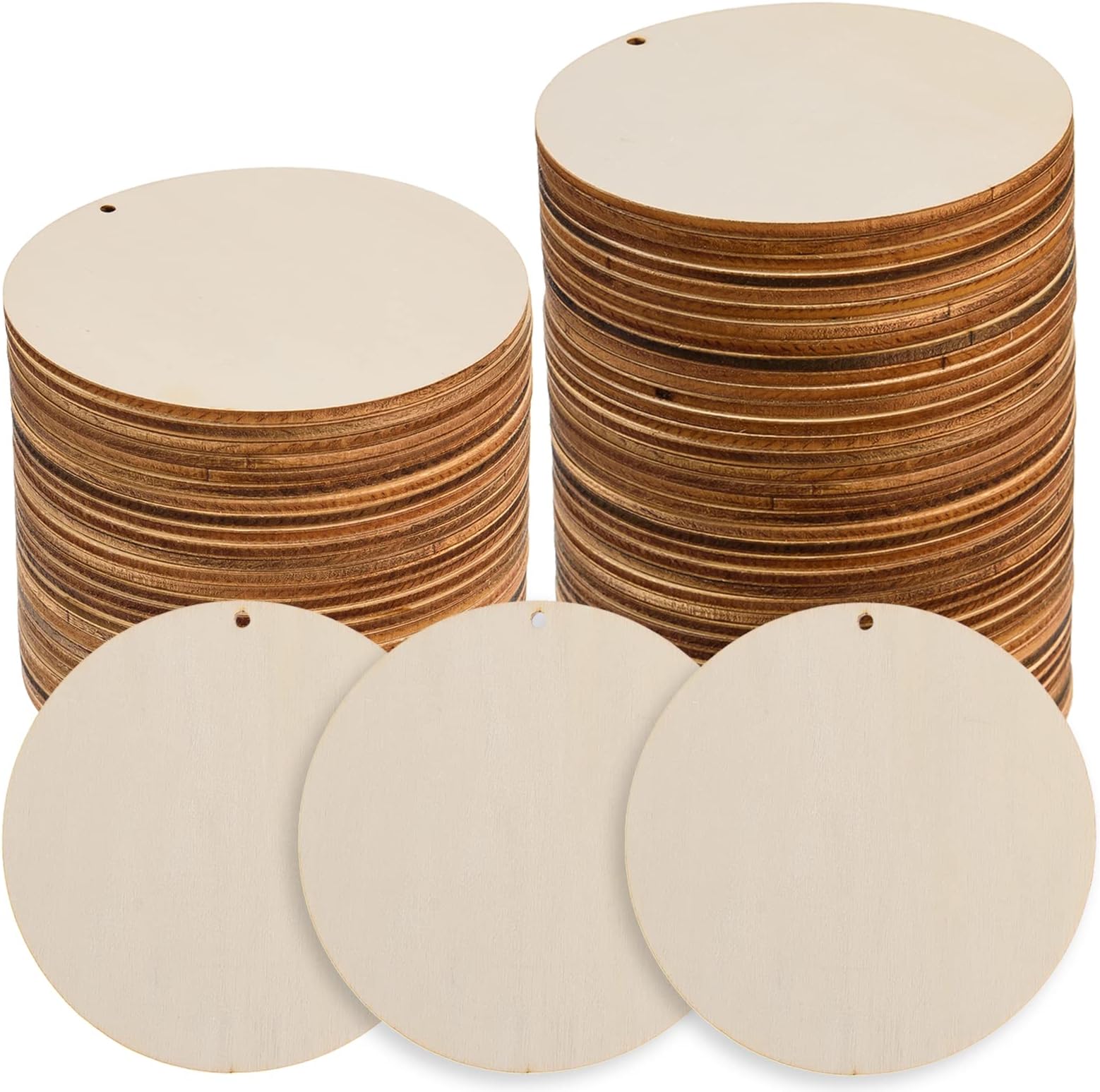 Amazon.com: 200 Pieces Unfinished Wood Circles with Holes, 2 Inch Wood ...
