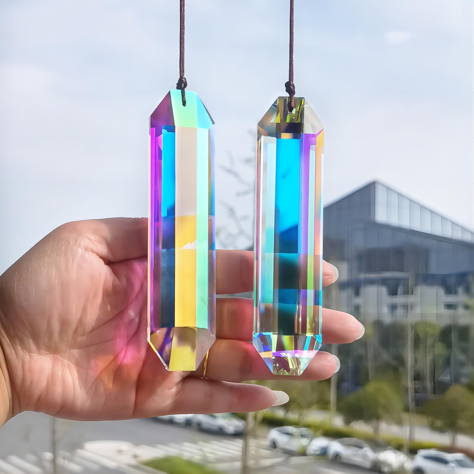 Amazon.com: HDCRYSTALGIFTS 2PCS 5" Large Crystal Sun Catcher Prisms for ...