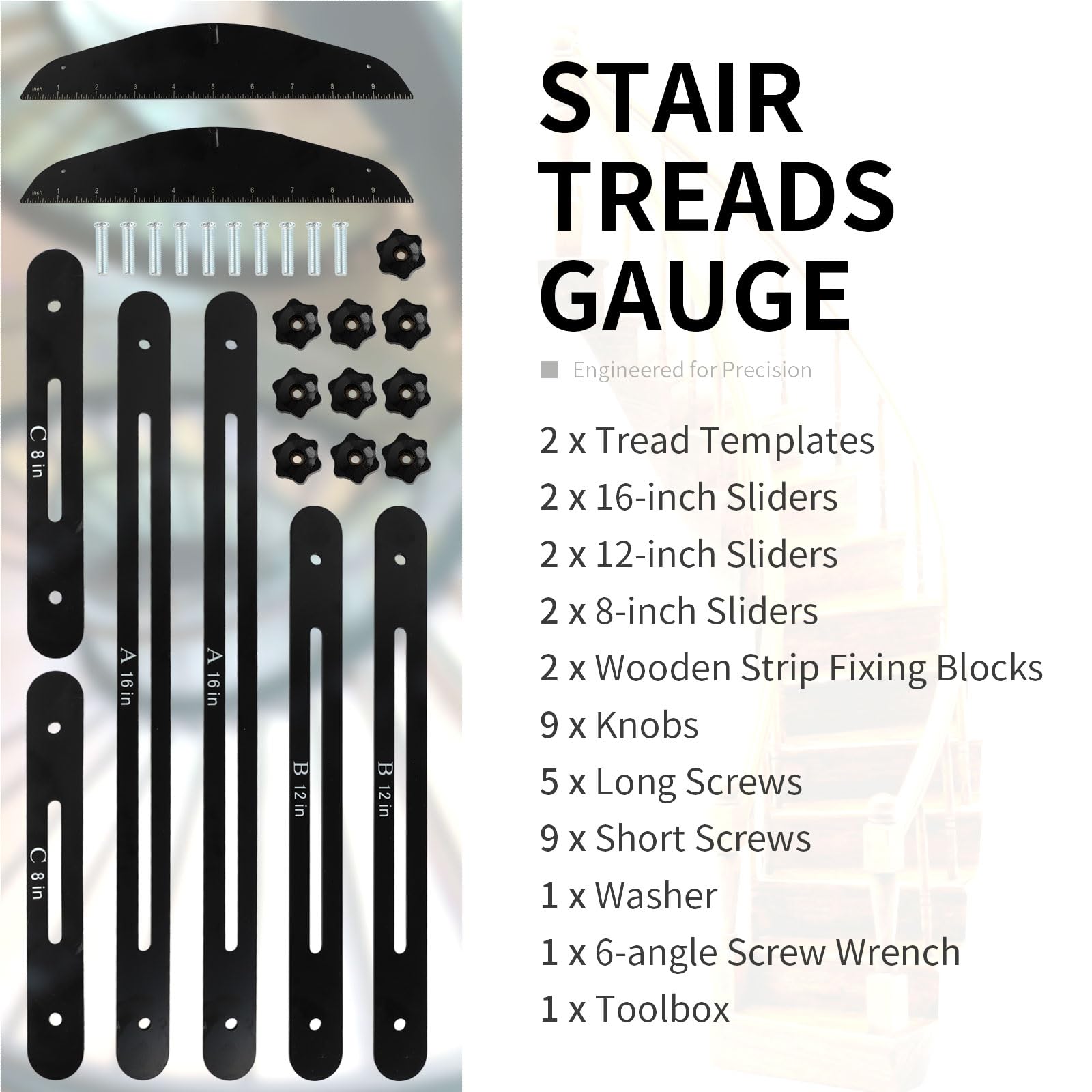 Snapklik.com : Stair Treads Gauge Template Tool,Stair Measuring Ruler ...