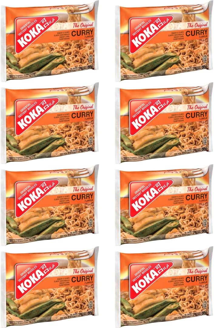 Pack Of 8 - Instant Noodles Curry Flavour 85g - Low In Fats High In ...