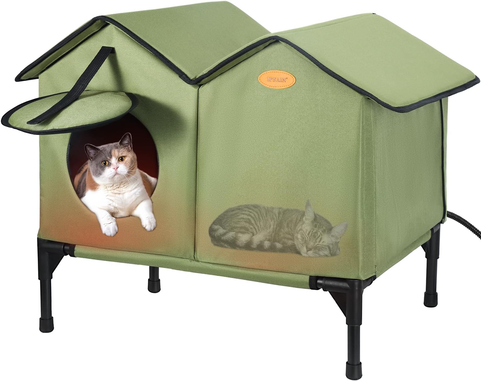 Elevated Heated Cat House for Outdoor Cats - Large, Weatherproof ...