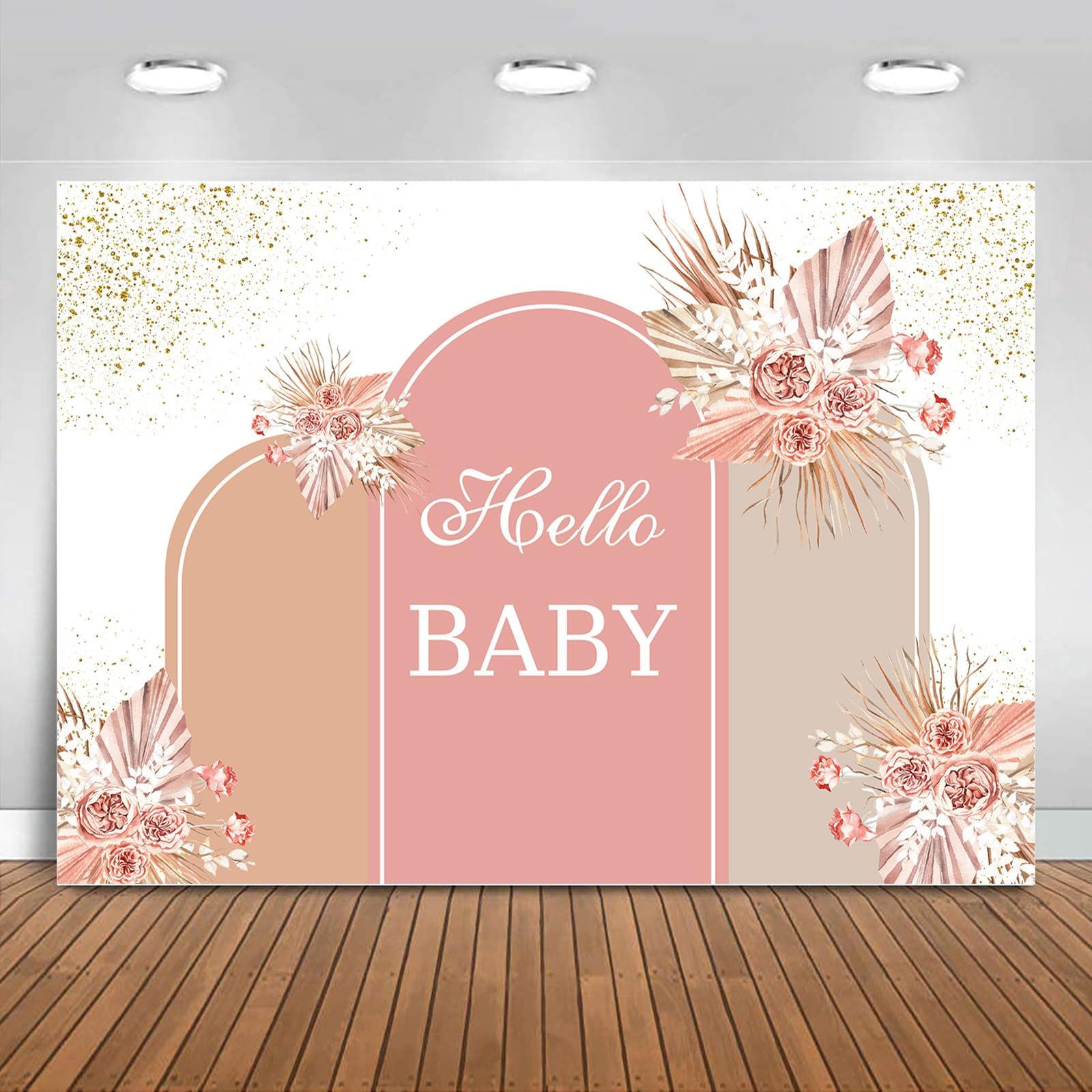 Amazon.com : Sensfun Dusty Pink Baby Shower Backdrop Boho Baby Shower ...