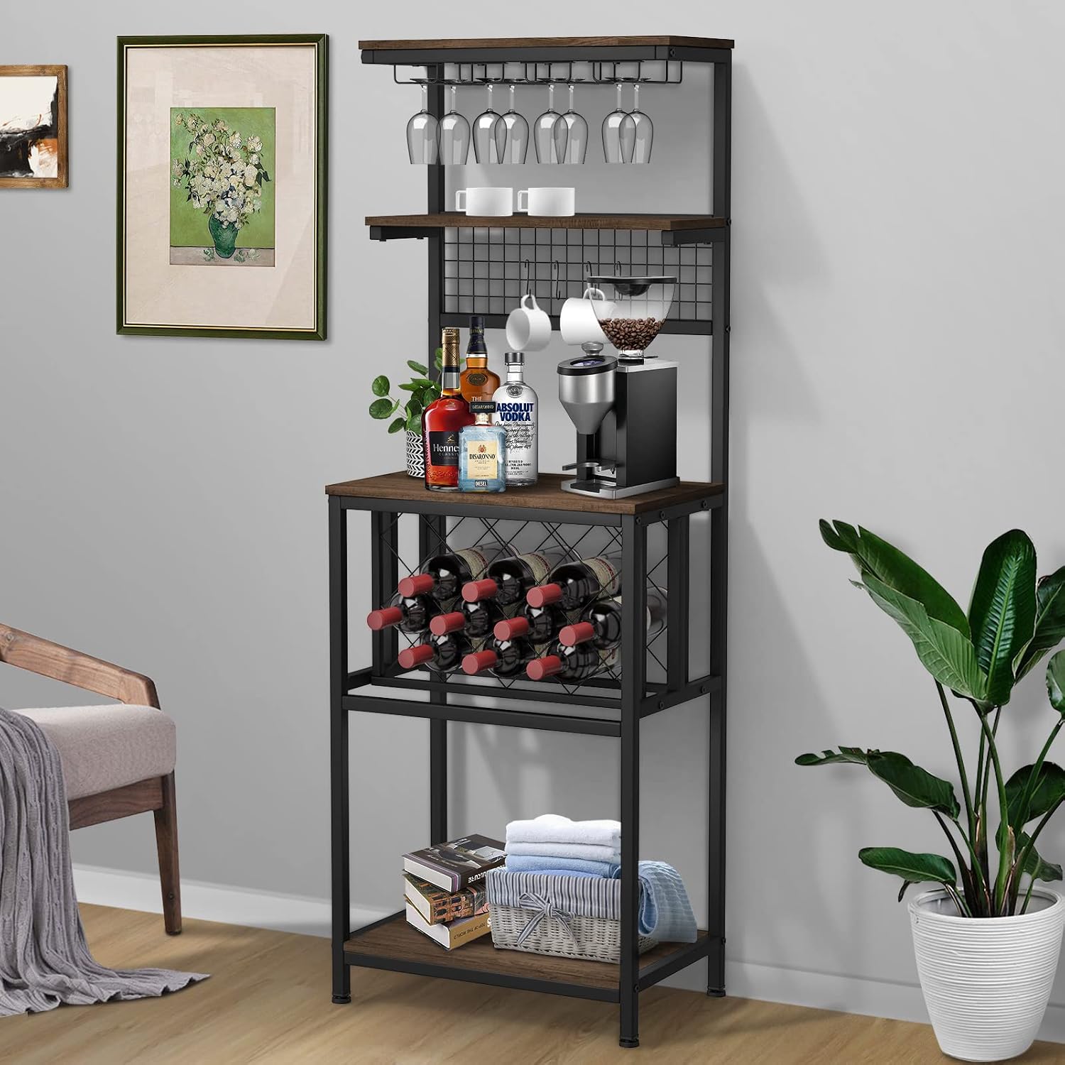 Amazon.com: Aomedeelf Wine Rack Table, FreeStanding Wine Bar Rack ...
